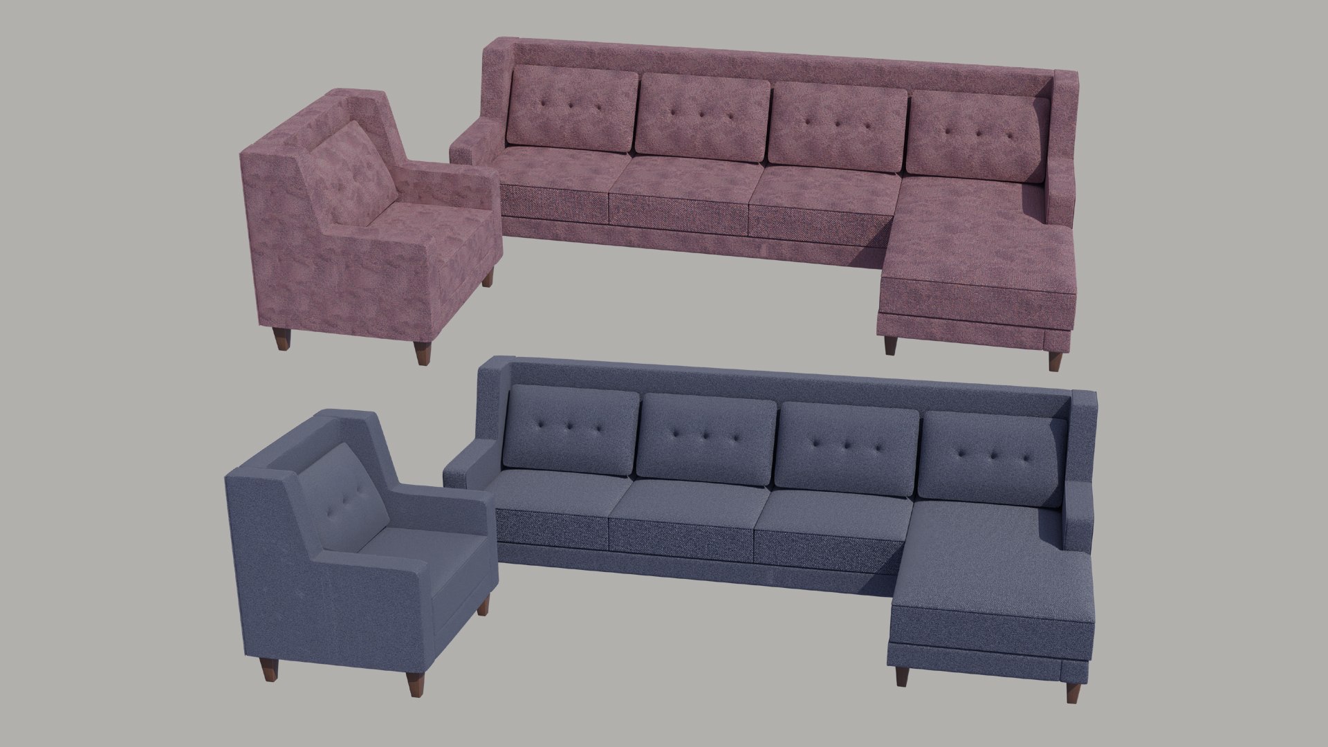 Two Color Sofa Set model - TurboSquid 2126704