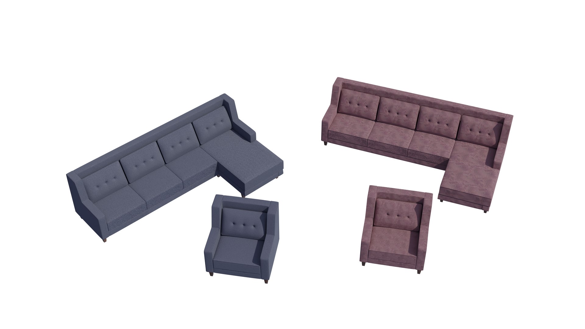 Two Color Sofa Set model - TurboSquid 2126704