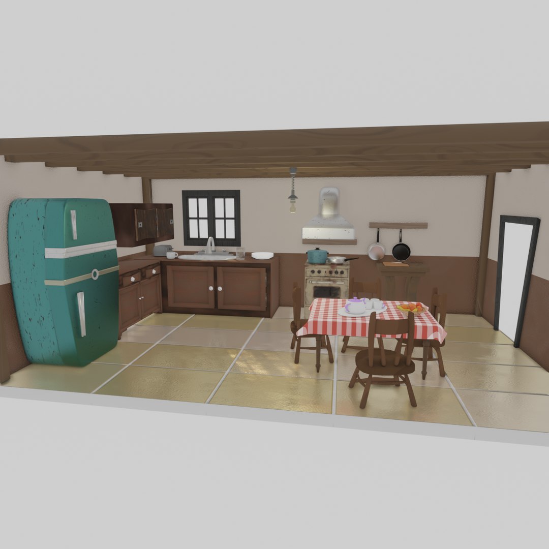 3D Cartoon Kitchen Model - TurboSquid 2157474
