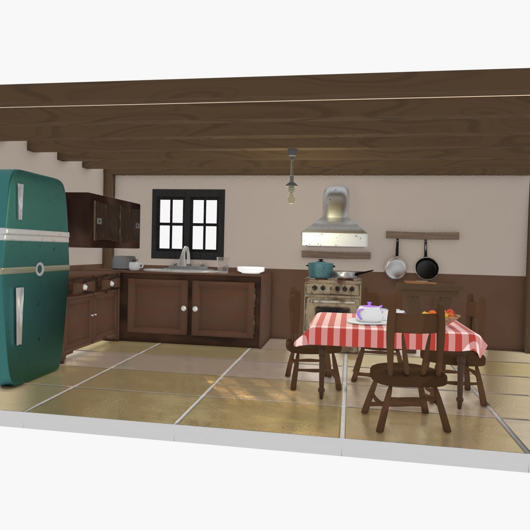 3D Cartoon Kitchen Model - TurboSquid 2157474