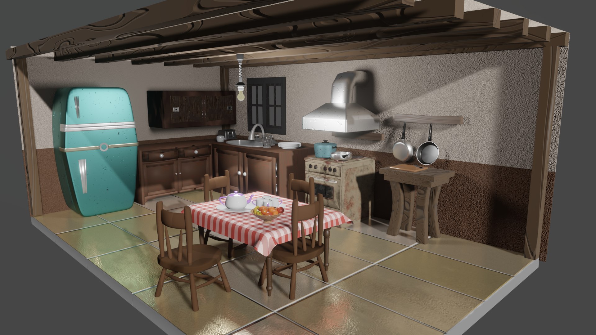 3D Cartoon Kitchen Model - TurboSquid 2157474