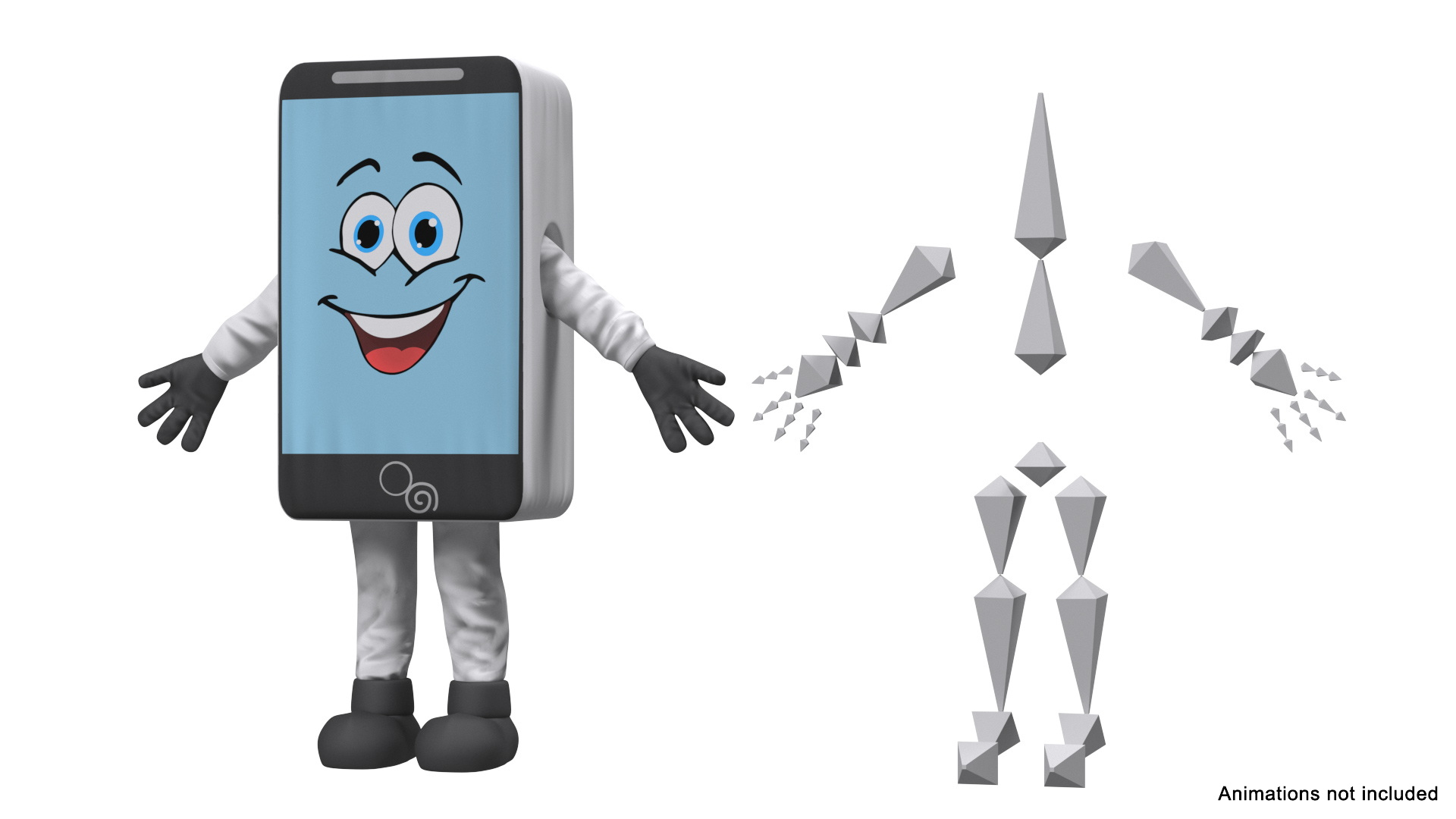 Mascot Character IPhone White Rigged Model - TurboSquid 2060256