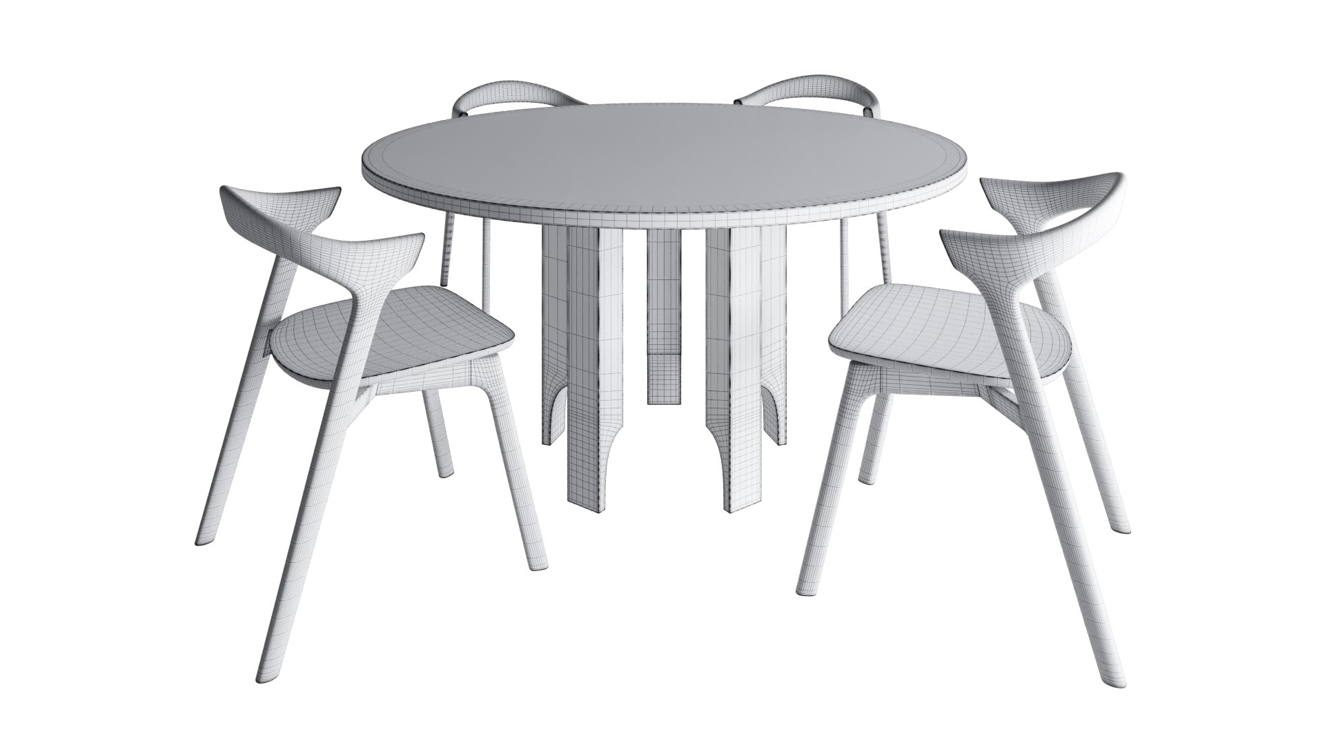 Mokko Acer table and Ethnicraft Bok chair 3D model - TurboSquid 2159799