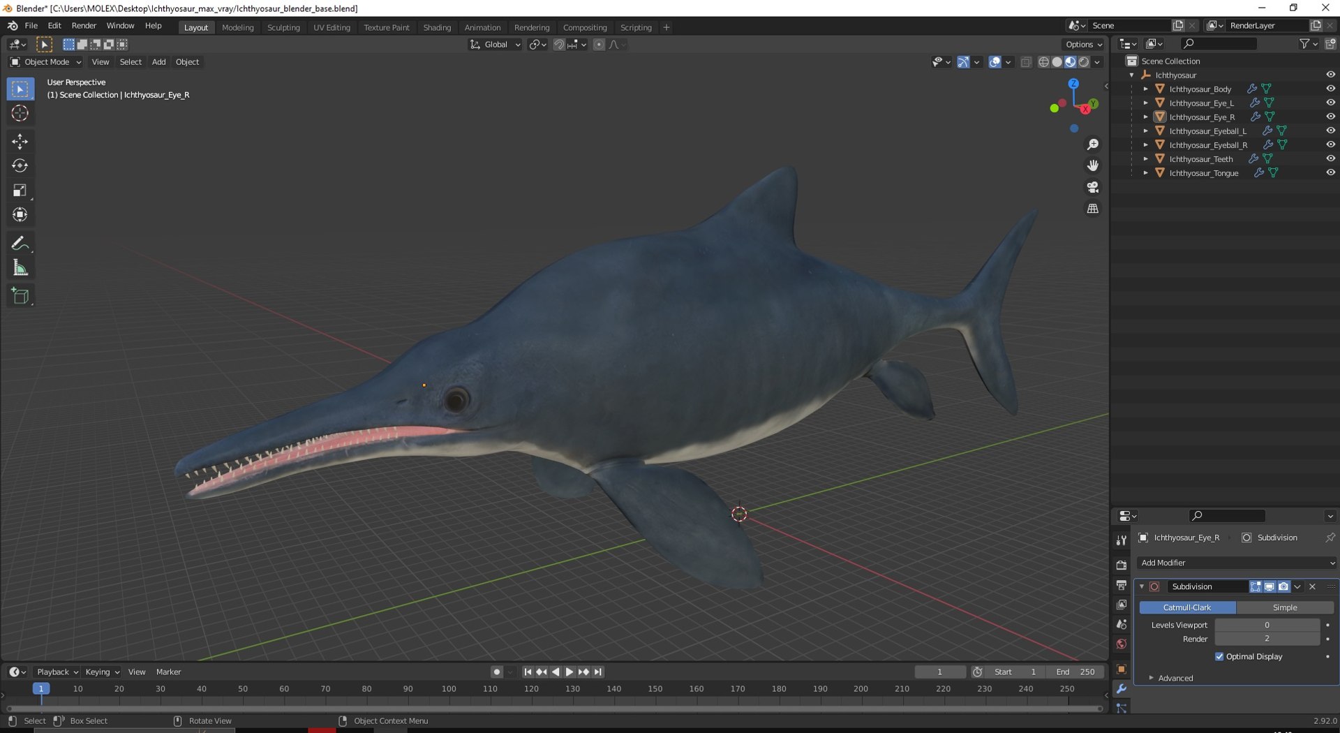 3D Ichthyosaur Model - TurboSquid 2091391