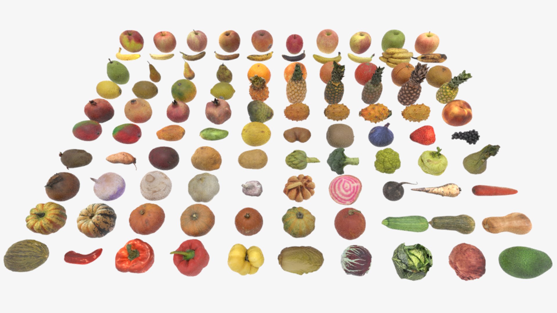 3D Model Fruits Vegetables - TurboSquid 1519366