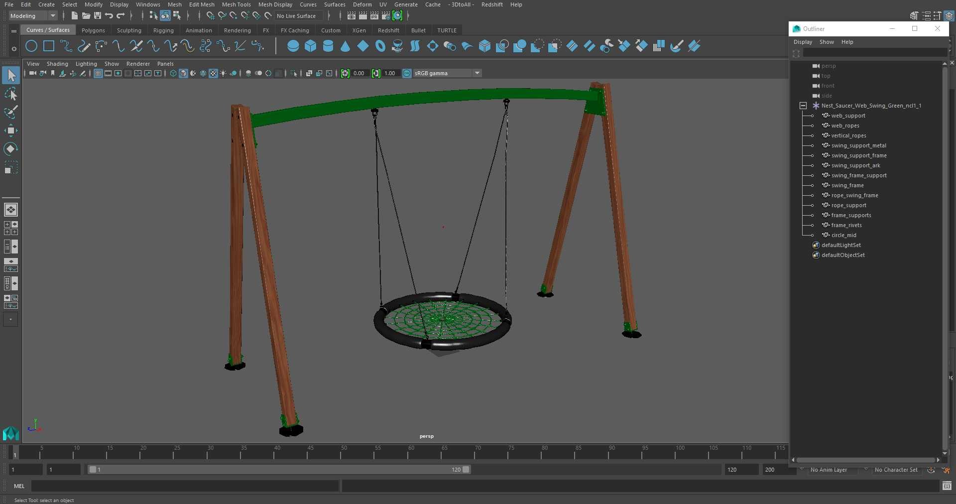 3D Nest Saucer Web Swing Green model - TurboSquid 2157520