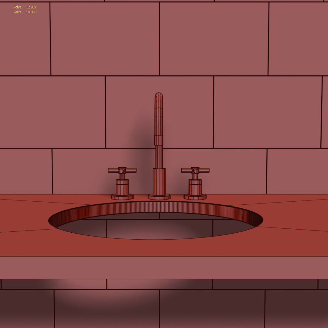Sutton Cross-handle 8in Widespread Model - TurboSquid 1156637