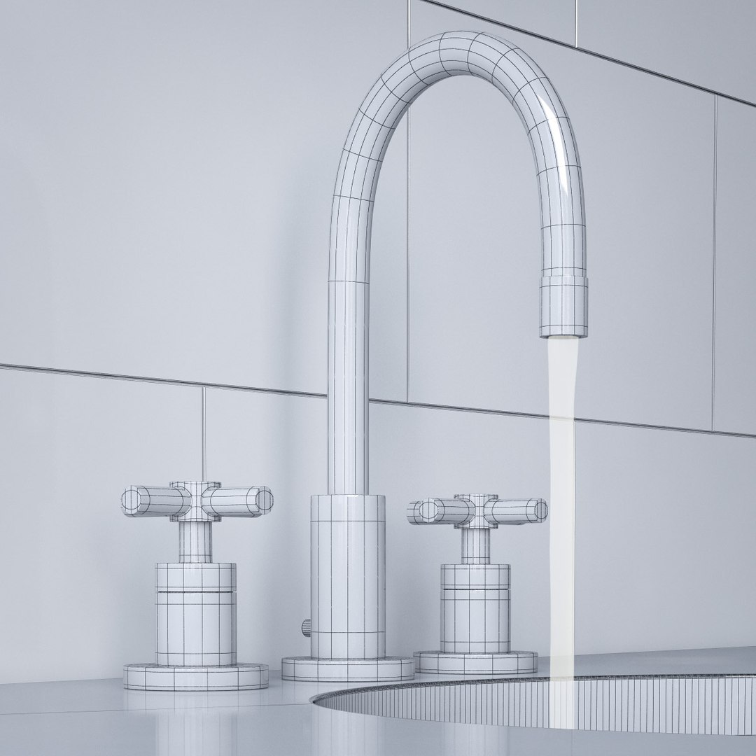Sutton Cross-handle 8in Widespread Model - TurboSquid 1156637