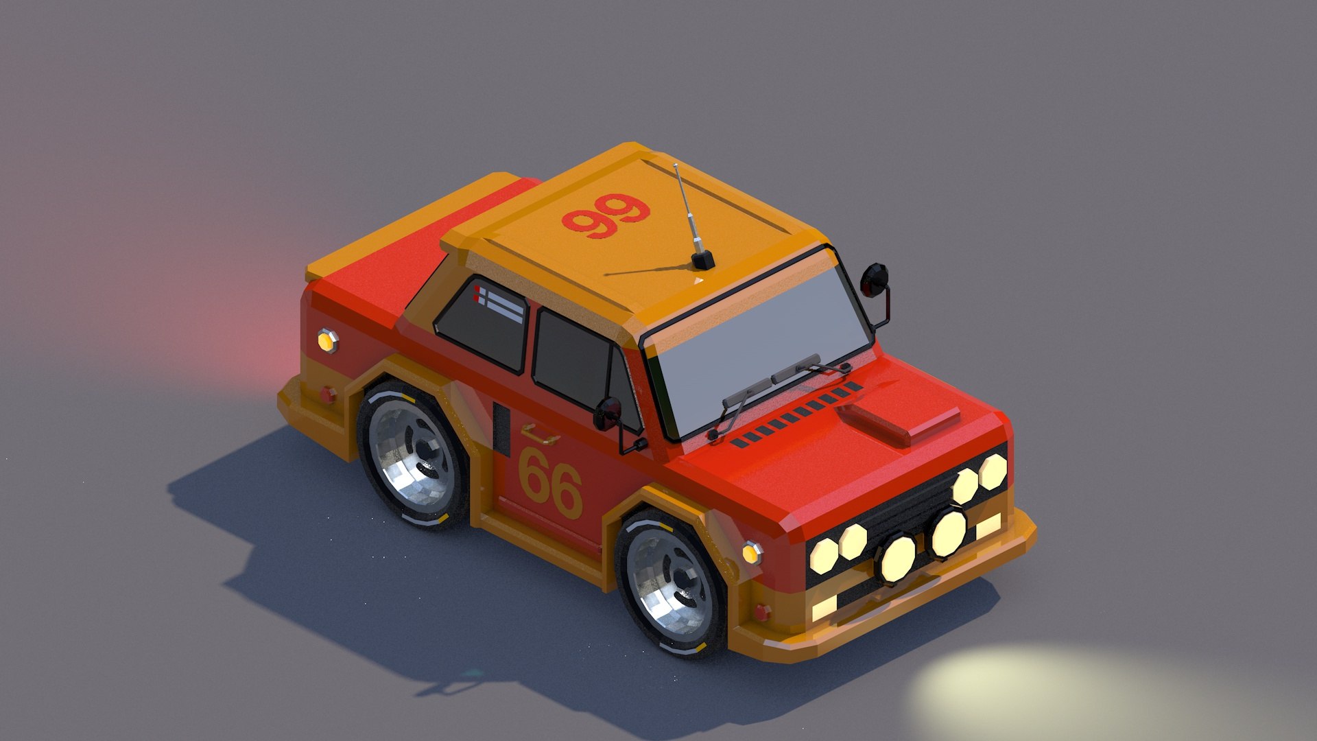 3D Rally Car - Red and Orange - TurboSquid 2135528