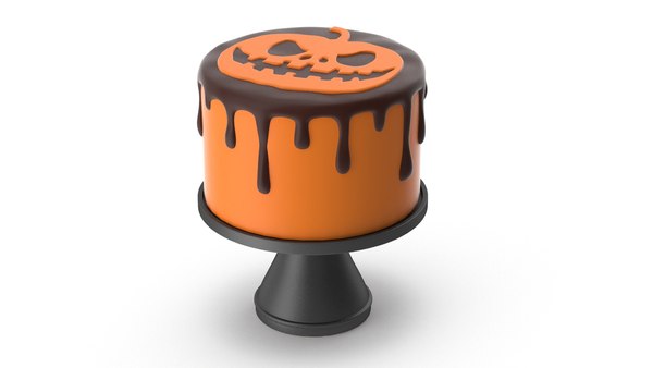 3D Halloween Cake with Pumpkin Face Topper - TurboSquid 1792629