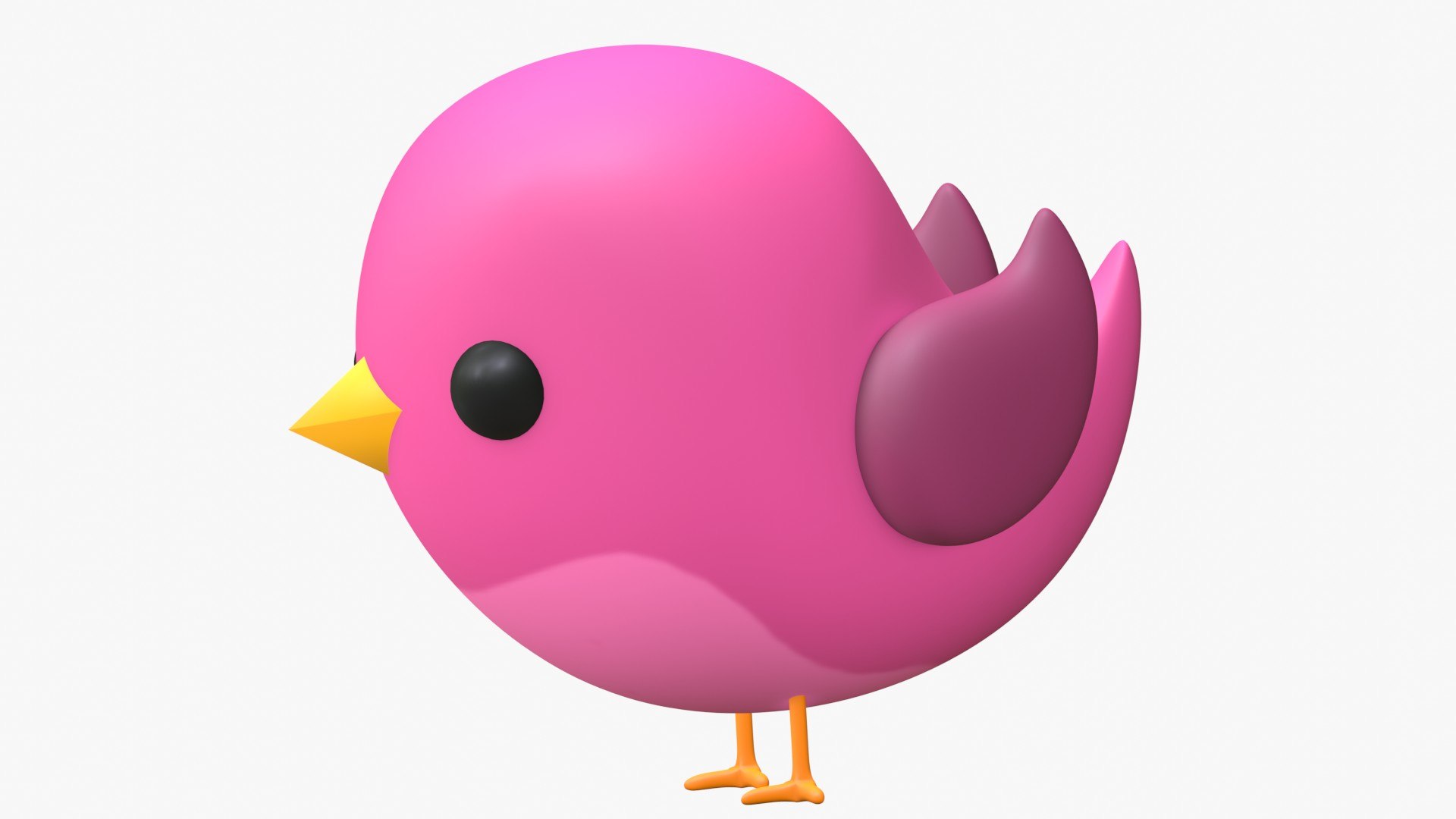 3D Cartoon Pink Birdie - TurboSquid 2019058