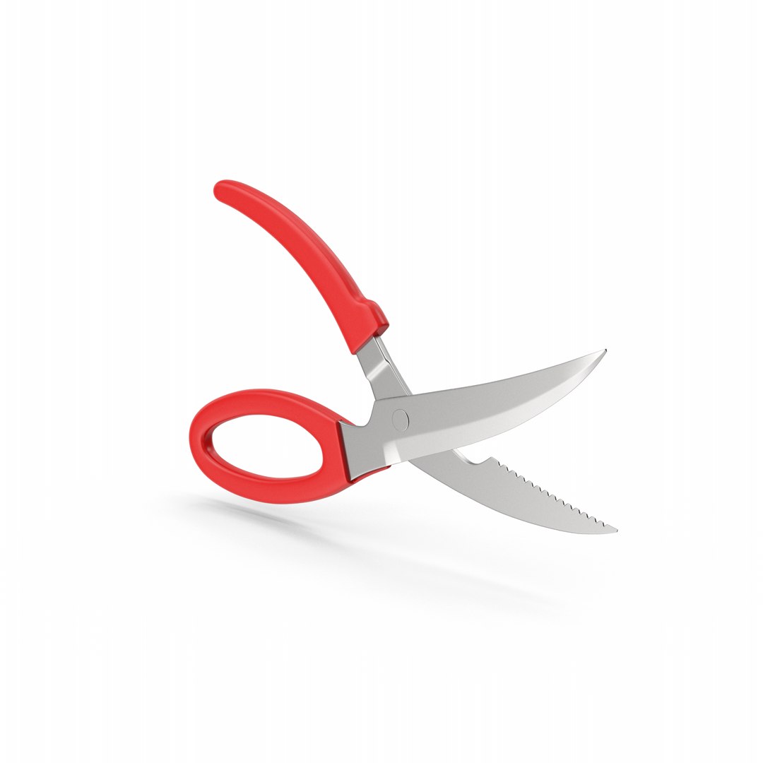 3D Red Kitchen Scissors - TurboSquid 2002123