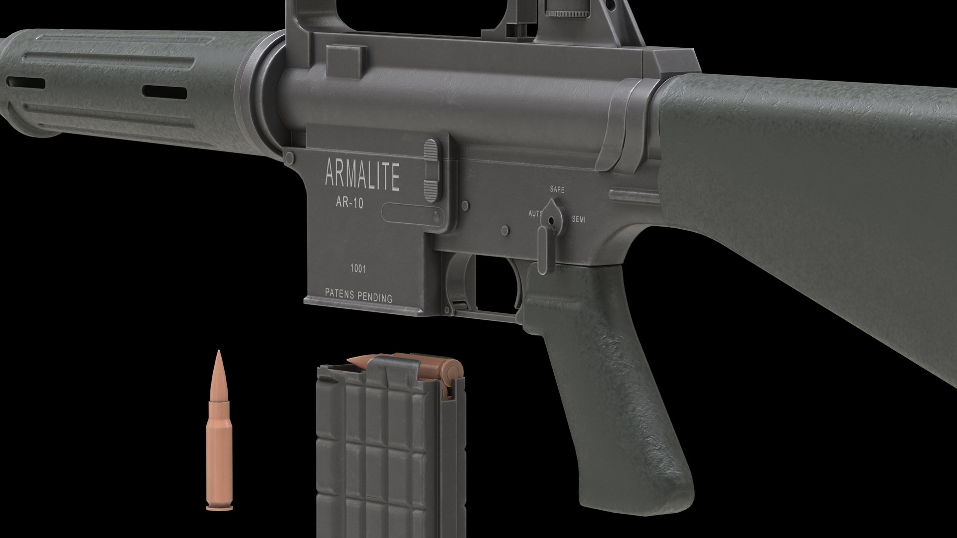 3D Armalite AR-10 Low Poly - TurboSquid 1789816