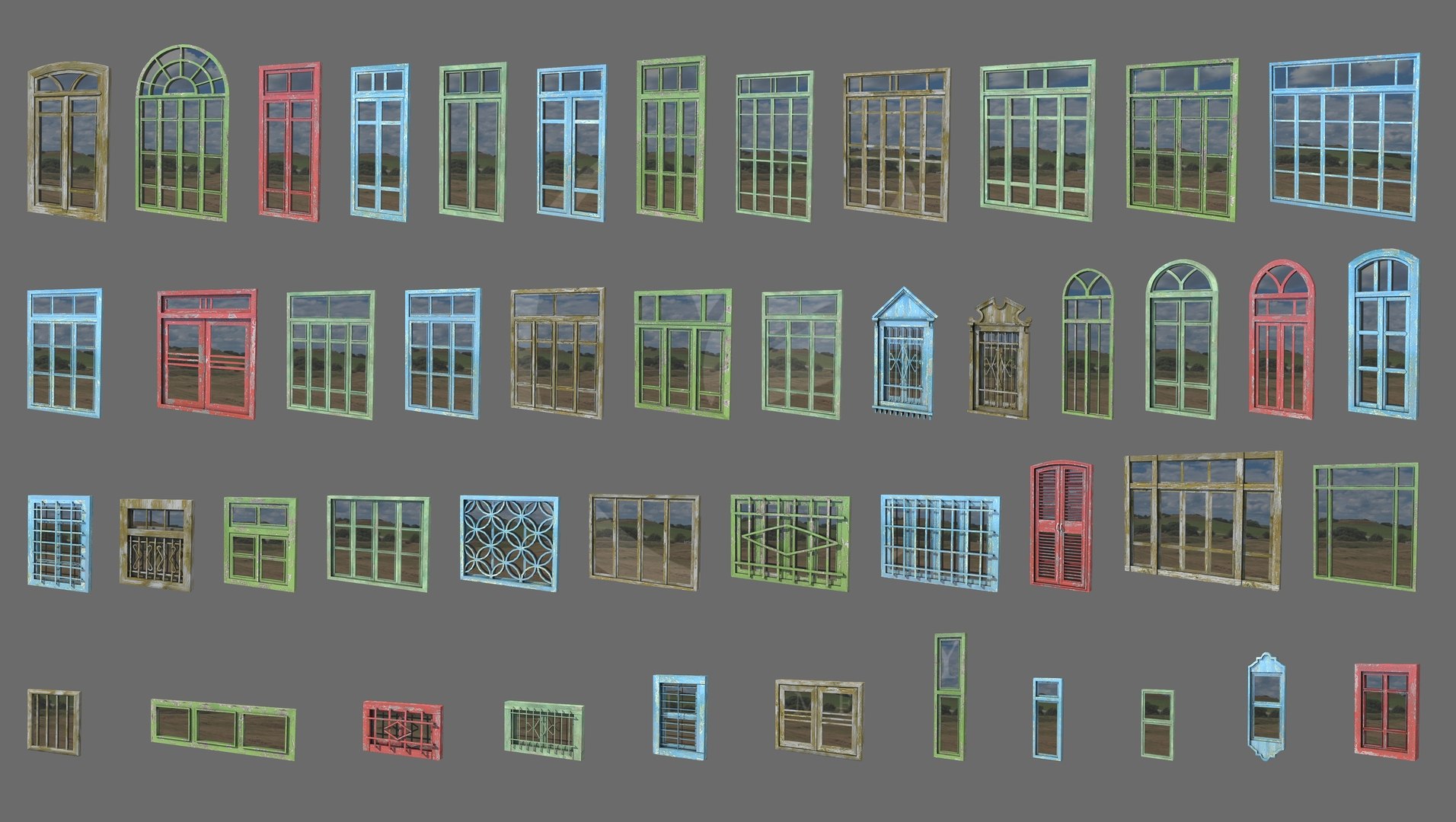 3D low-poly windows pack model - TurboSquid 1644310