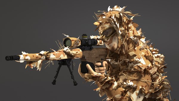 modelo 3d Francotirador con Barrett 98 Bravo Rigged para Cinema 4D ...