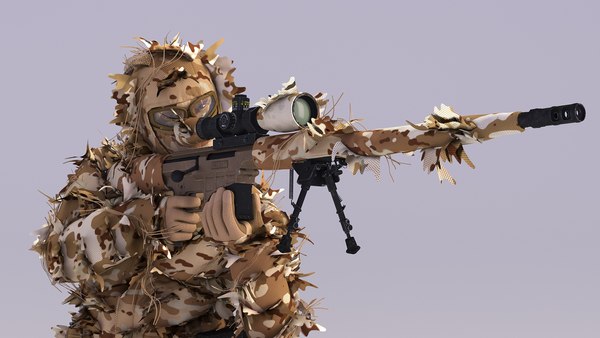 modelo 3d Francotirador con Barrett 98 Bravo Rigged para Cinema 4D ...