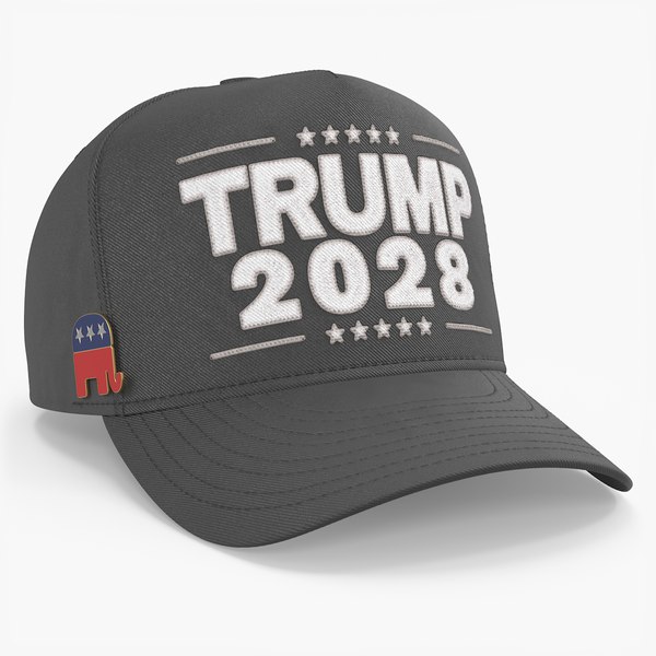 Modello 3D Cappellino Trump 2028 con spilla dell'elefante repubblicano ...