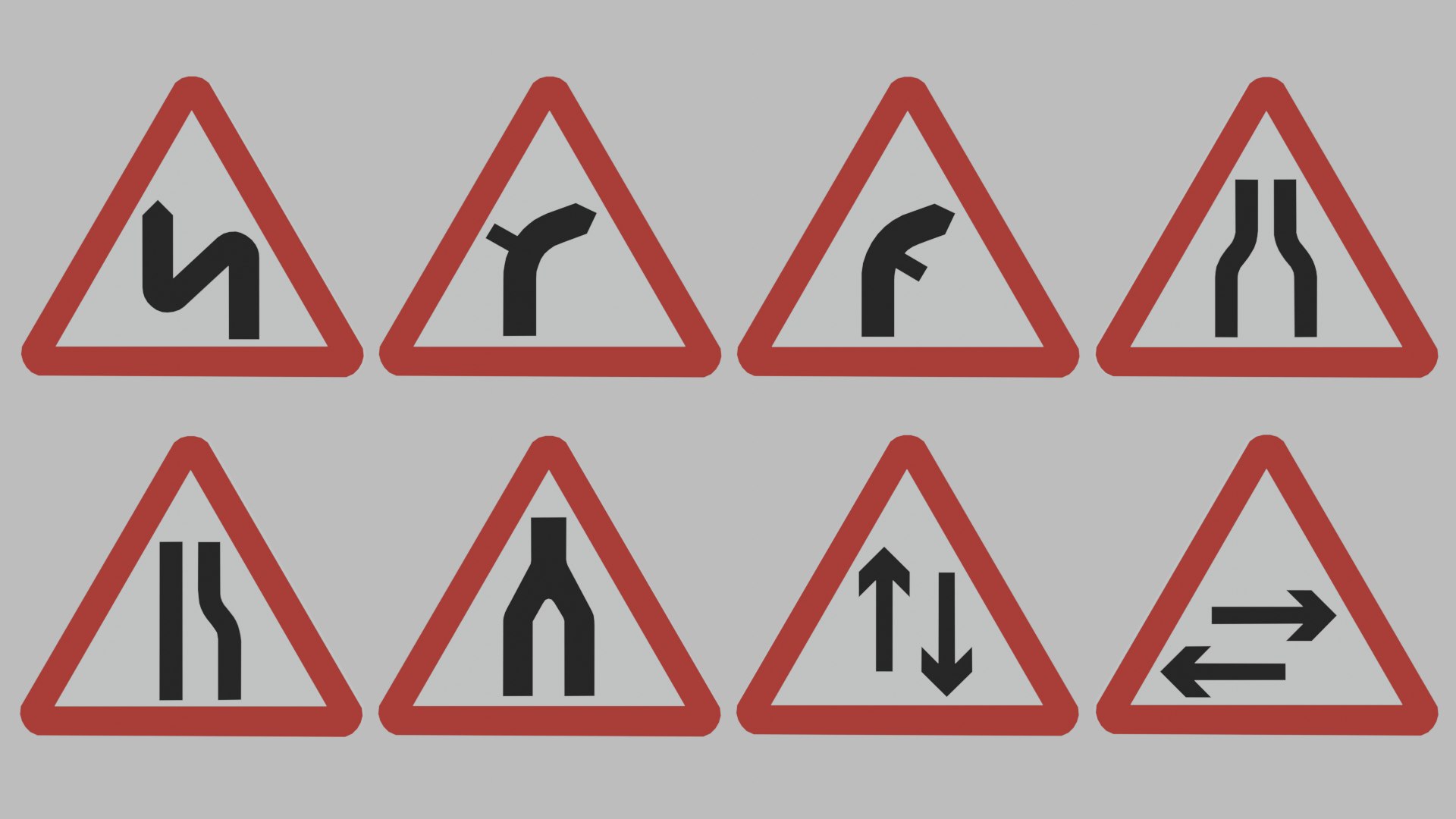 Uk Traffic Warning Signs Pack 3D Model - TurboSquid 2437637