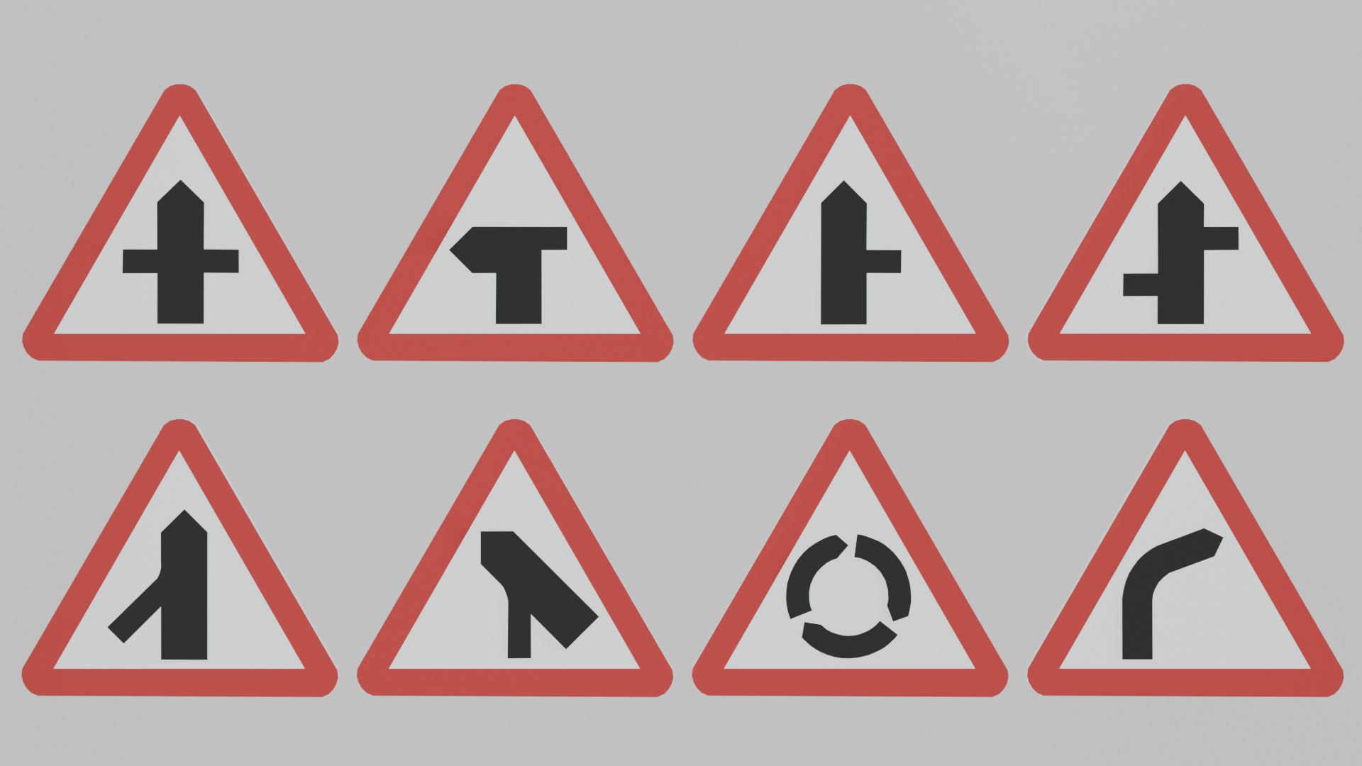 Uk Traffic Warning Signs Pack 3D Model - TurboSquid 2437637