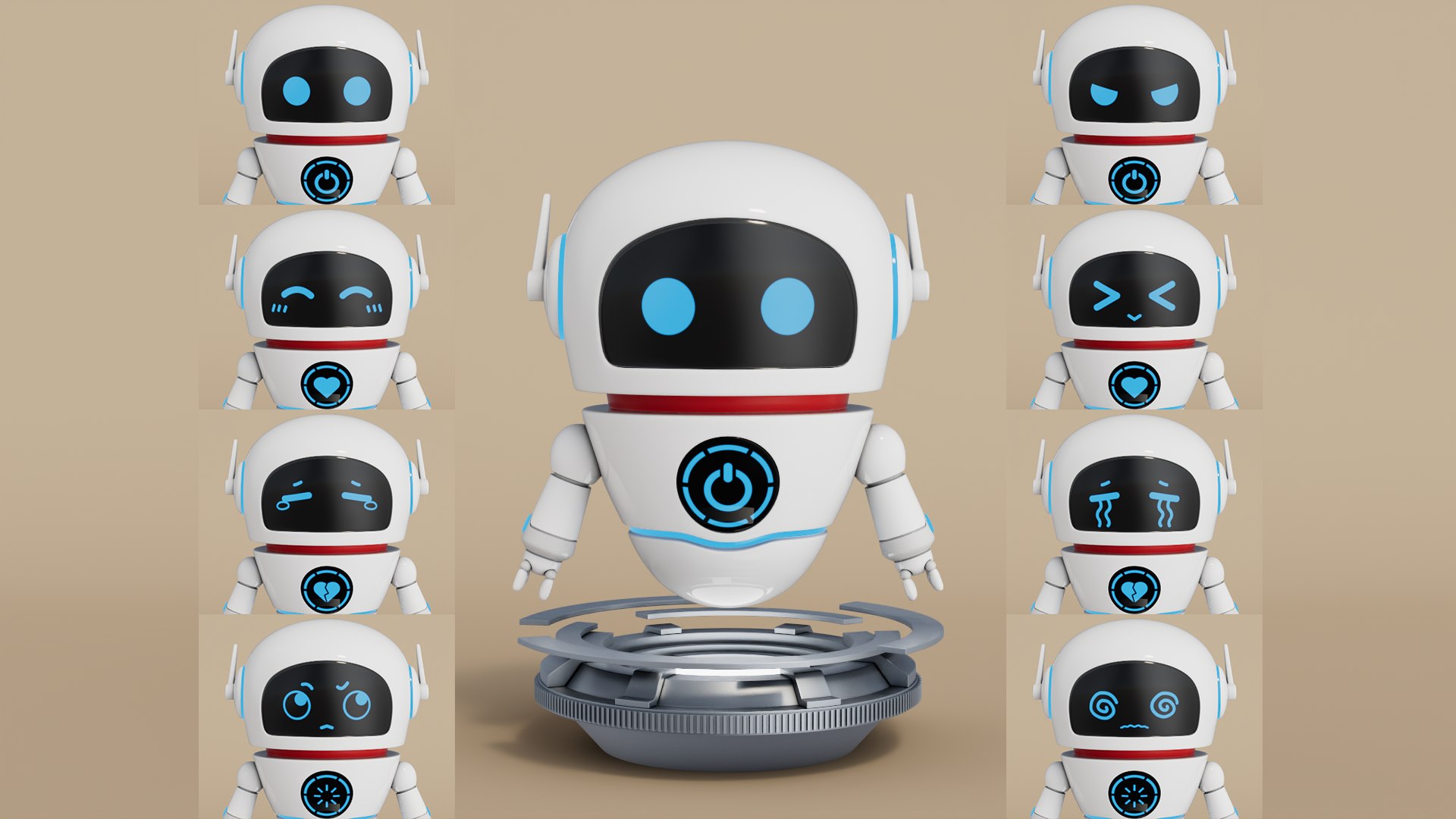 3D Model Rigged Cartoon Cute Robot - TurboSquid 2268374