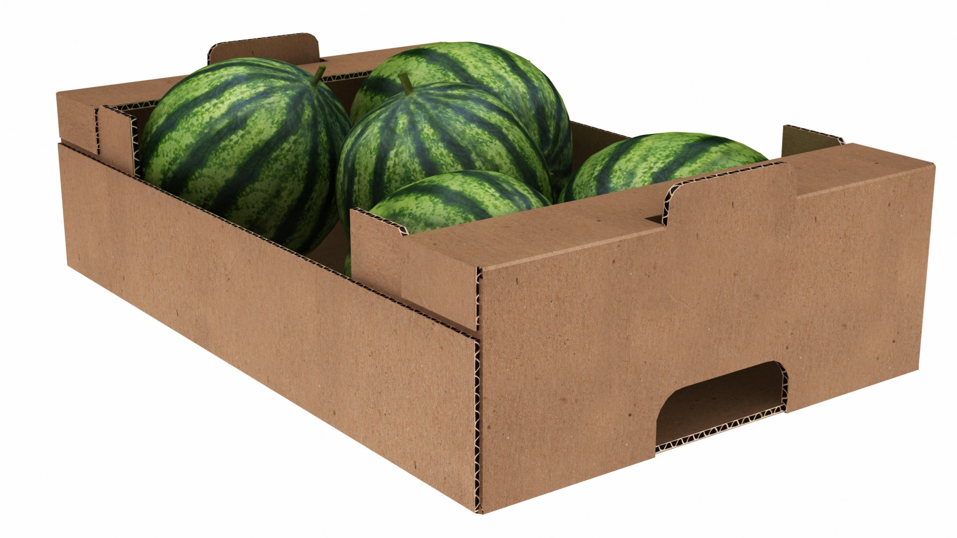 3D Fruit Cardboard Box Watermelons Model - TurboSquid 1542586