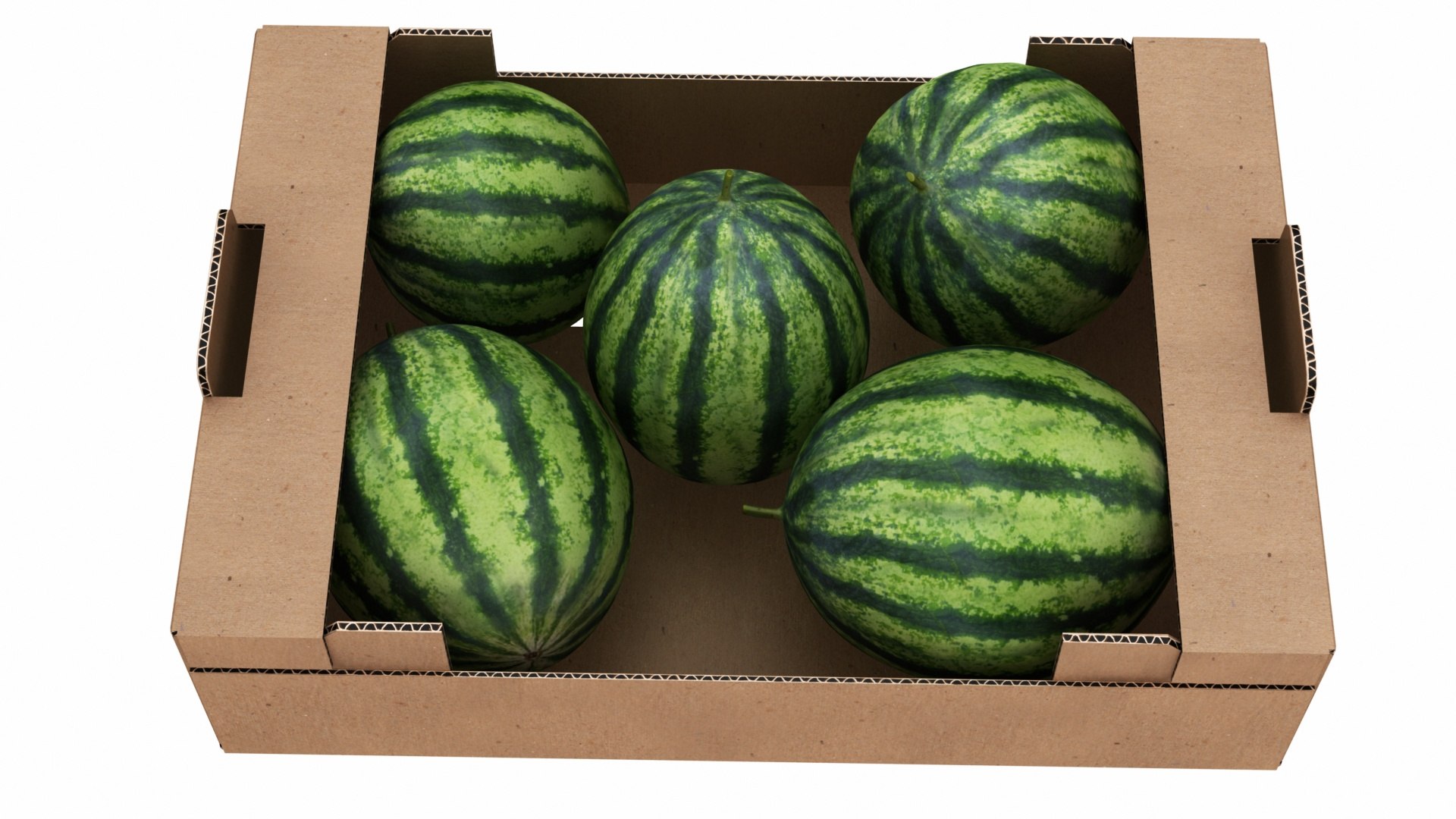 3D Fruit Cardboard Box Watermelons Model - TurboSquid 1542586