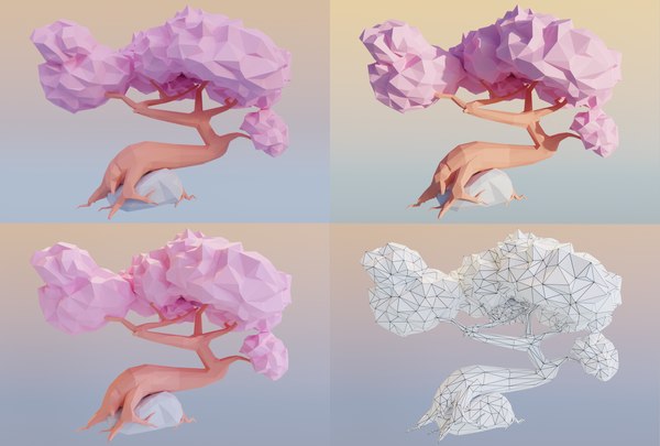 modelo 3d SAKURA Estilizado Low-poly VR - AR Low-poly - TurboSquid 2038577