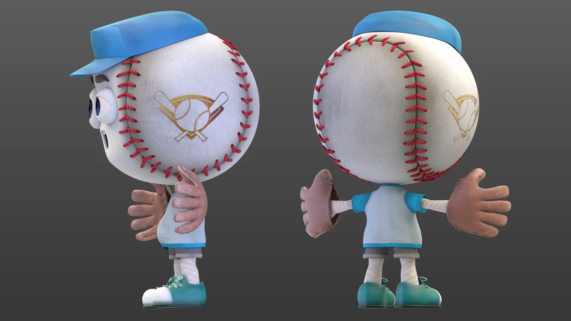 3D Baseball Cartoon Character Rigged Model - TurboSquid 2420295