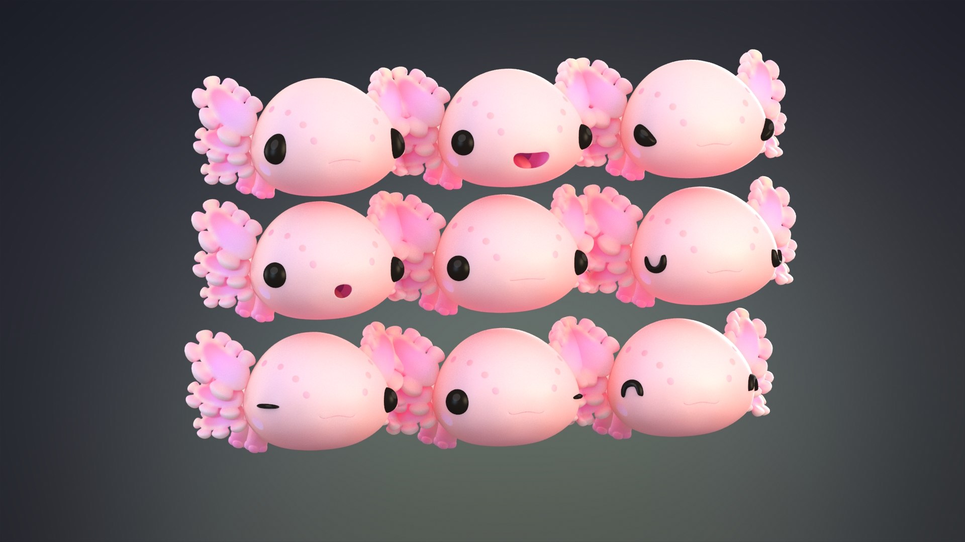3D Model Cute Cartoon Axolotl - TurboSquid 1522226