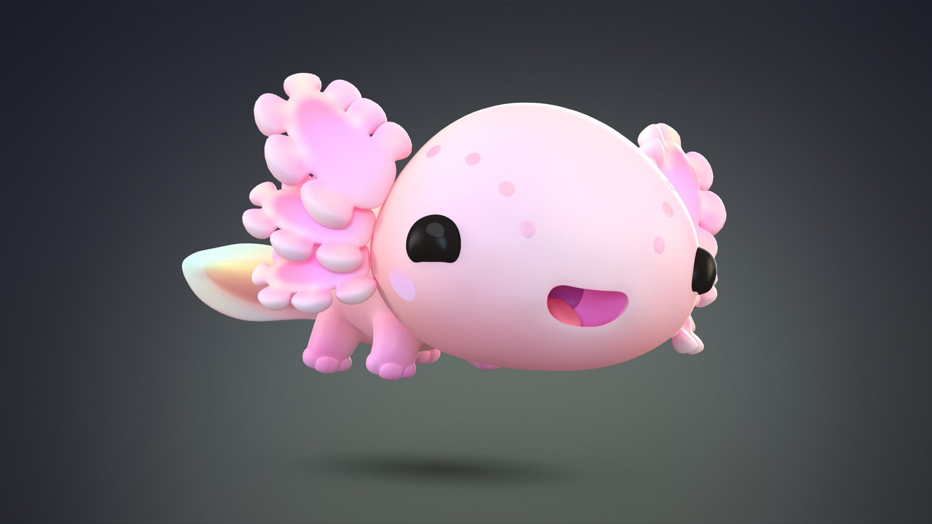 3D Model Cute Cartoon Axolotl - TurboSquid 1522226