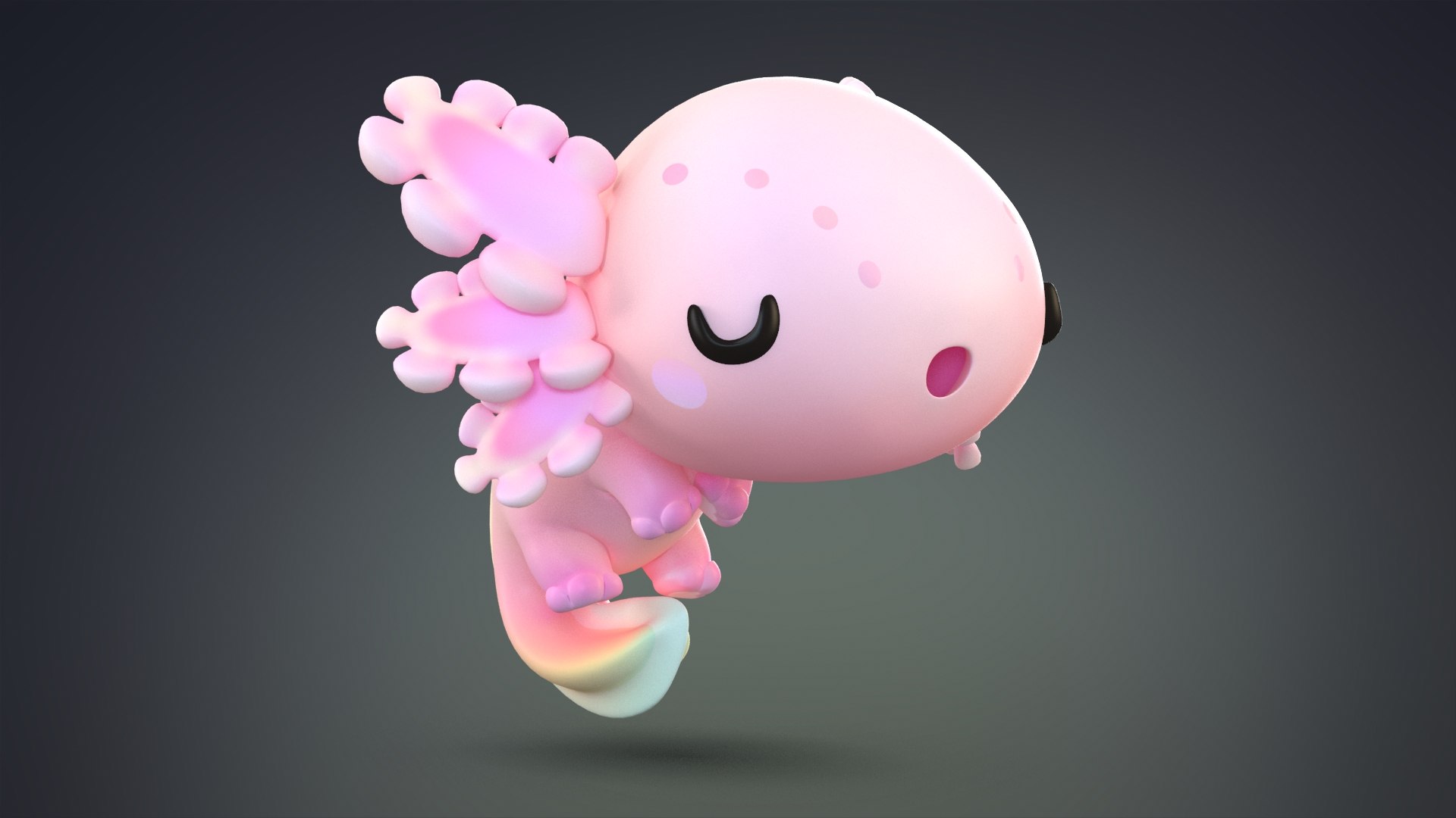 3D Model Cute Cartoon Axolotl - TurboSquid 1522226