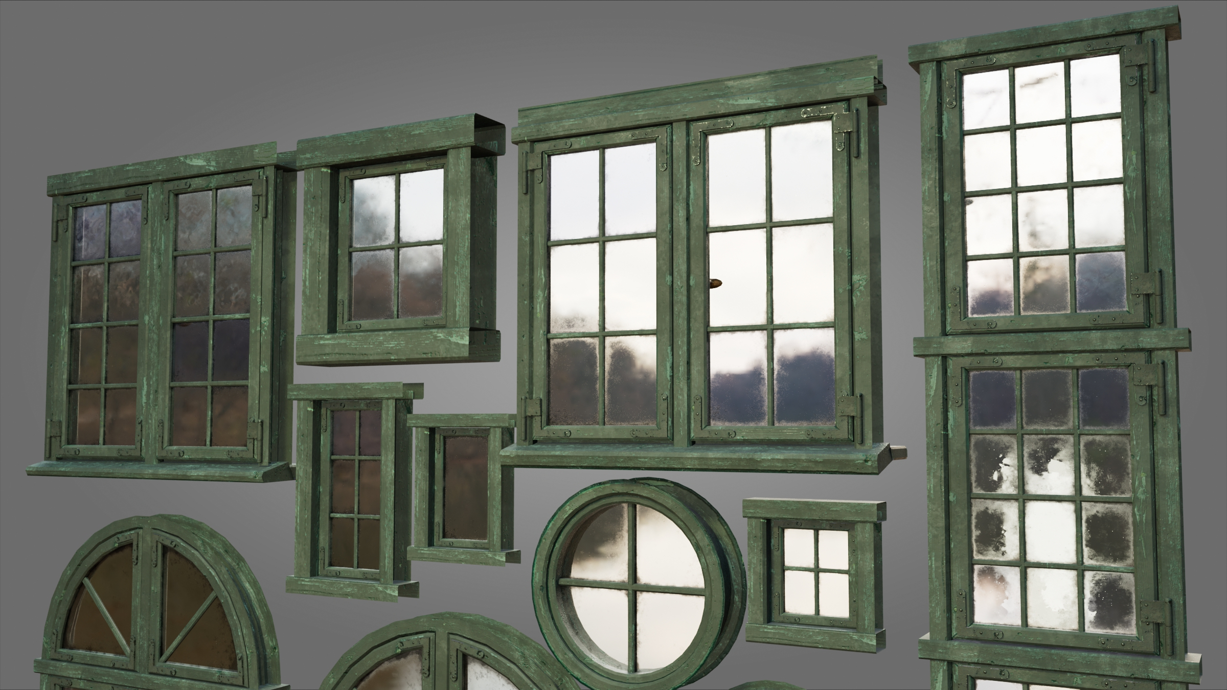 Old Lattice Windows Brown - PBR 3D model - TurboSquid 1847579