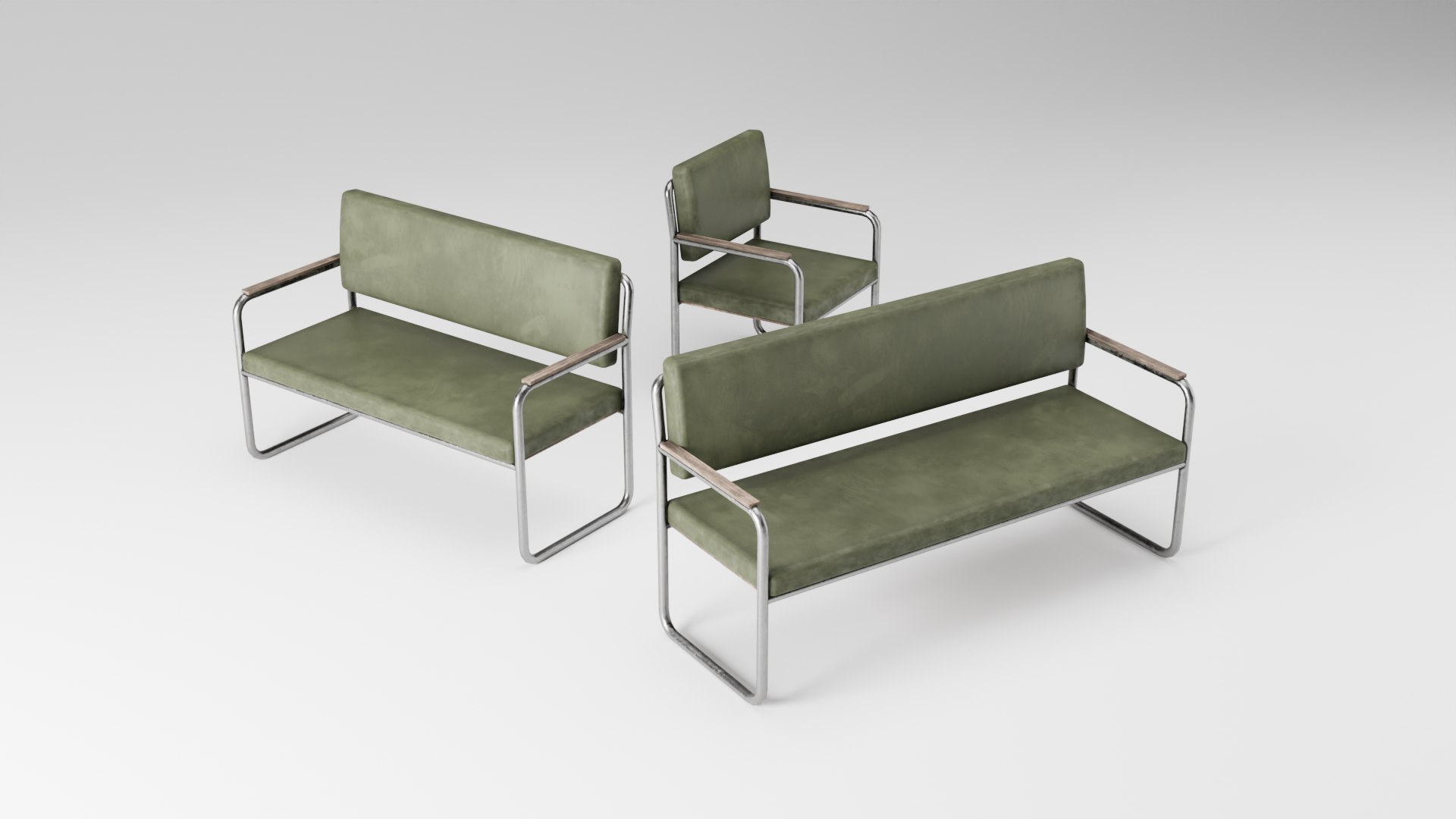 Retro Hospital Benches 3D model - TurboSquid 2174047