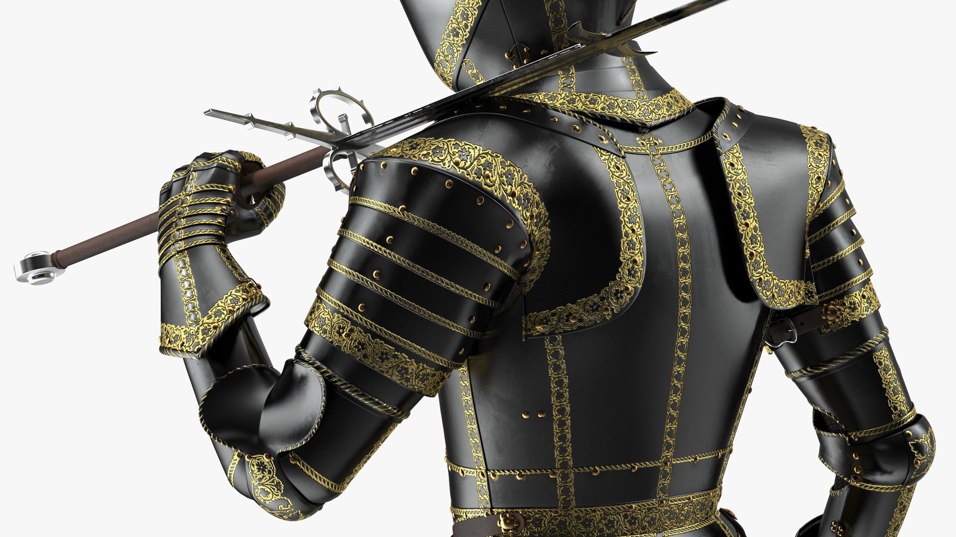 3D Medieval Knight Black Gold Full Armor Rigged For Modo - TurboSquid ...