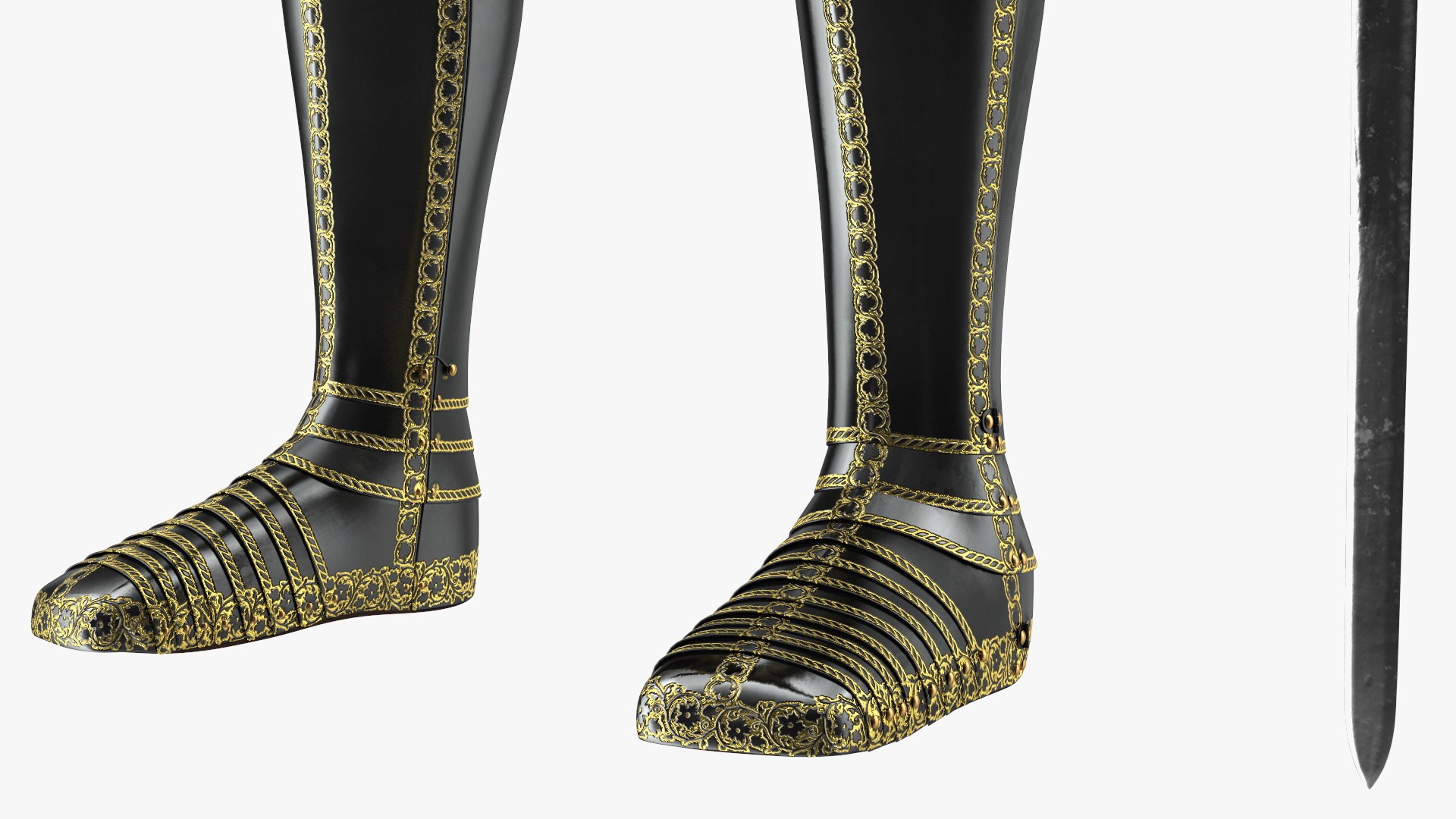 3D Medieval Knight Black Gold Full Armor Rigged For Modo - TurboSquid ...