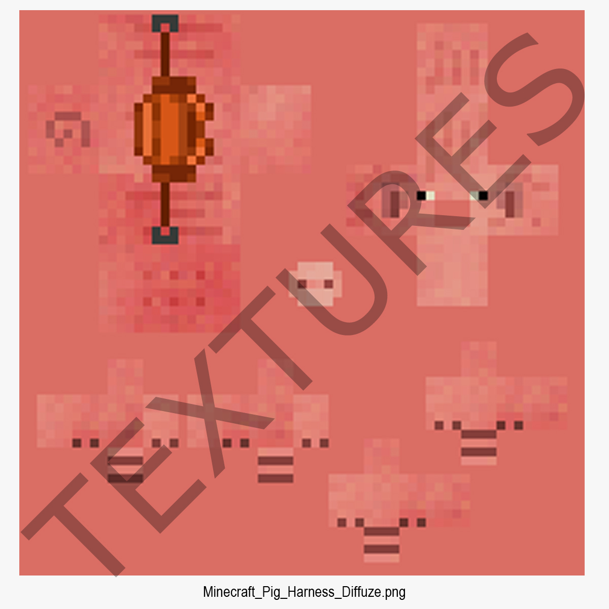 3d minecraft pig saddle