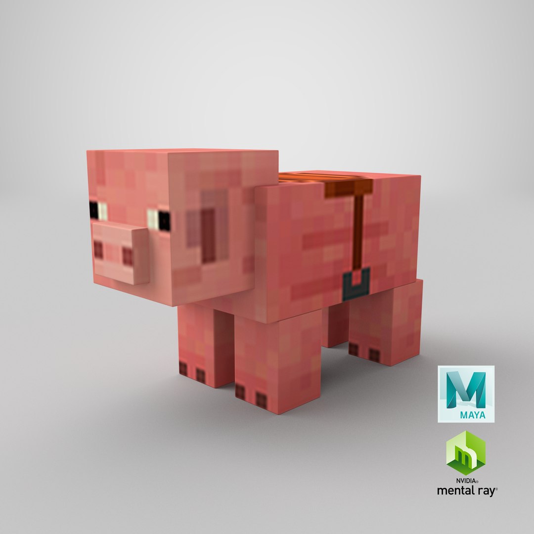 3d minecraft pig saddle