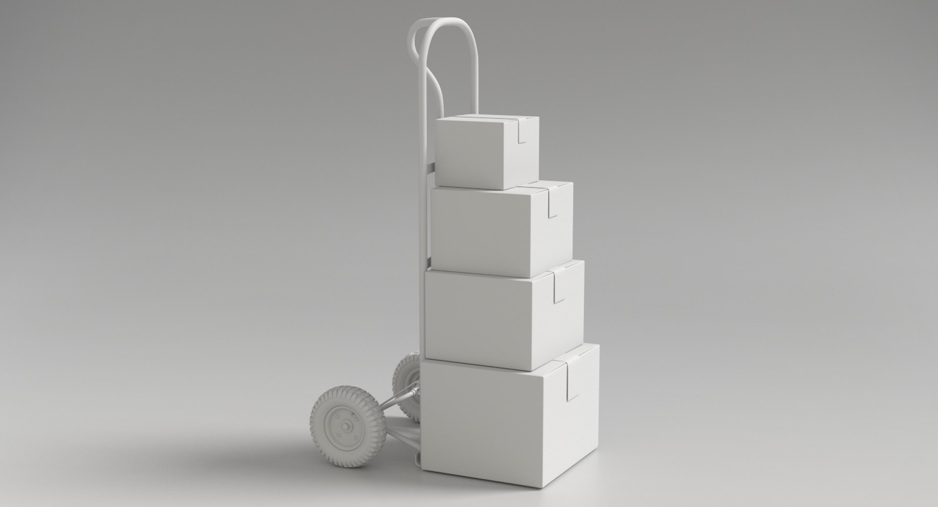 Hand Truck Boxes 3d Model