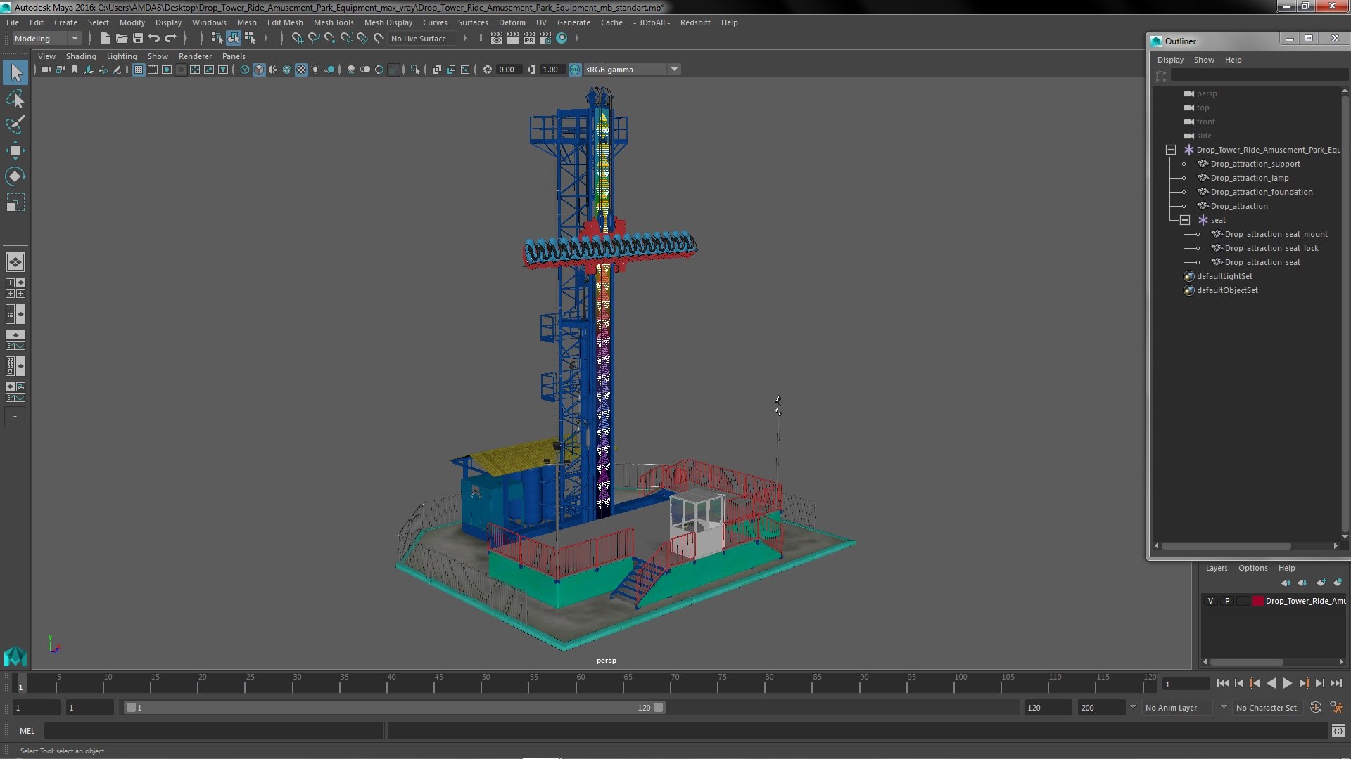 3D Drop Tower Ride Amusement Park Equipment model - TurboSquid 1874701