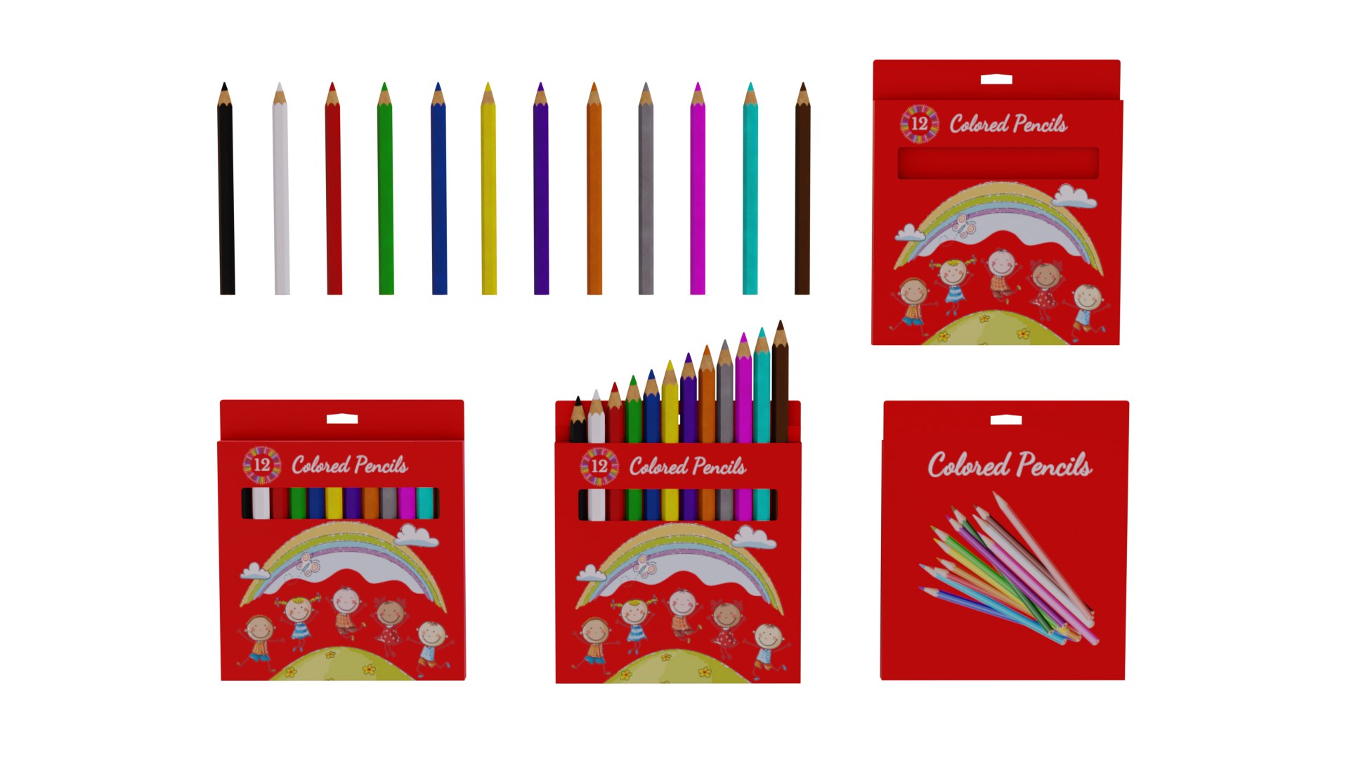 Colored Pencils - Box 3D - TurboSquid 1922646