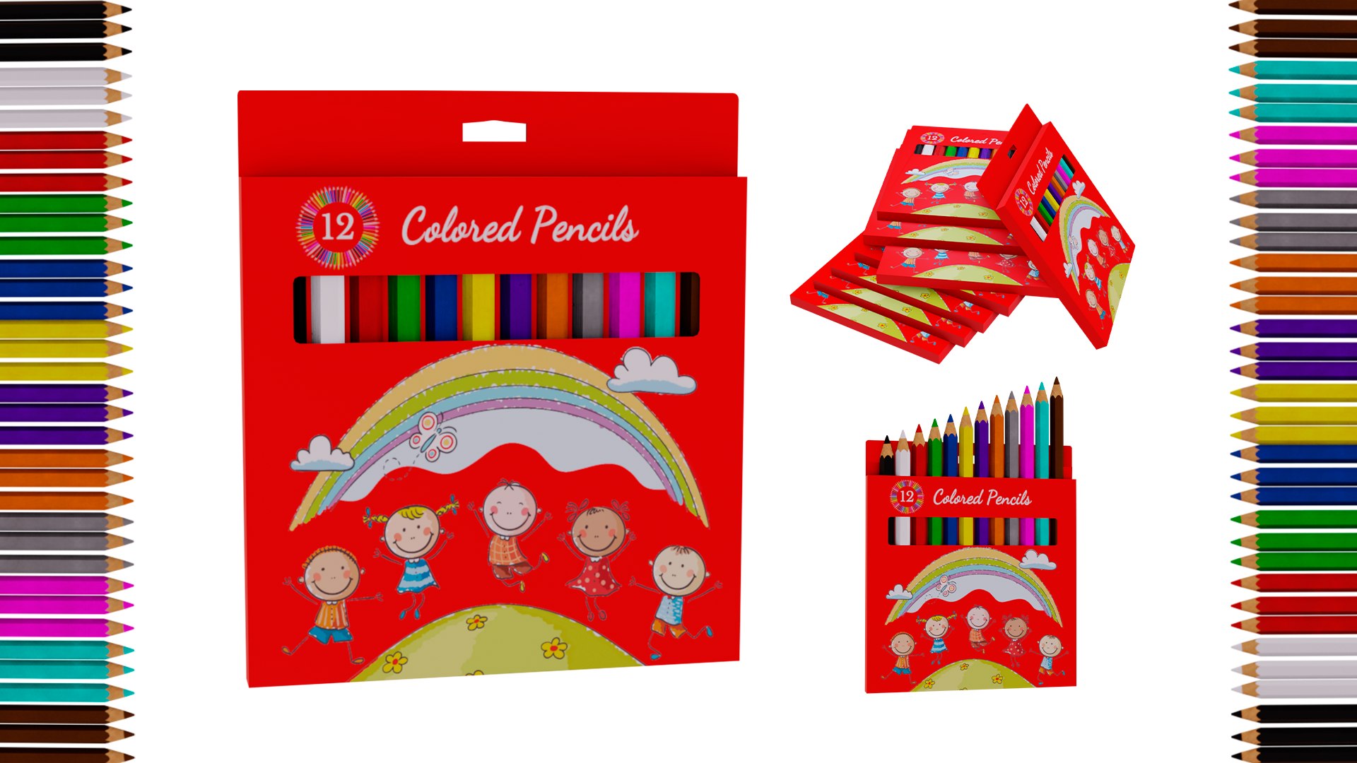Colored pencils - Box 3D - TurboSquid 1922646
