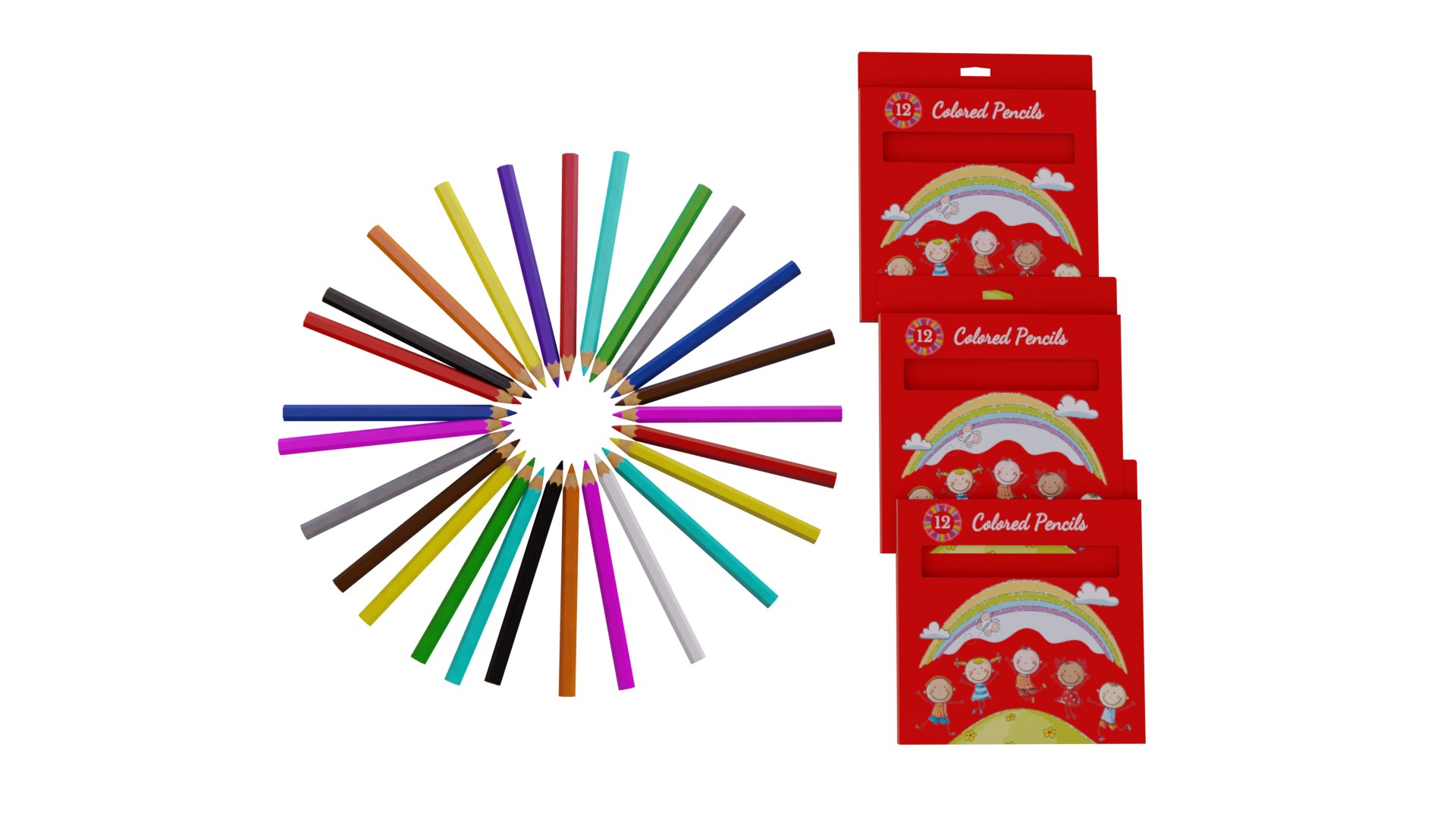 Colored Pencils - Box 3D - TurboSquid 1922646