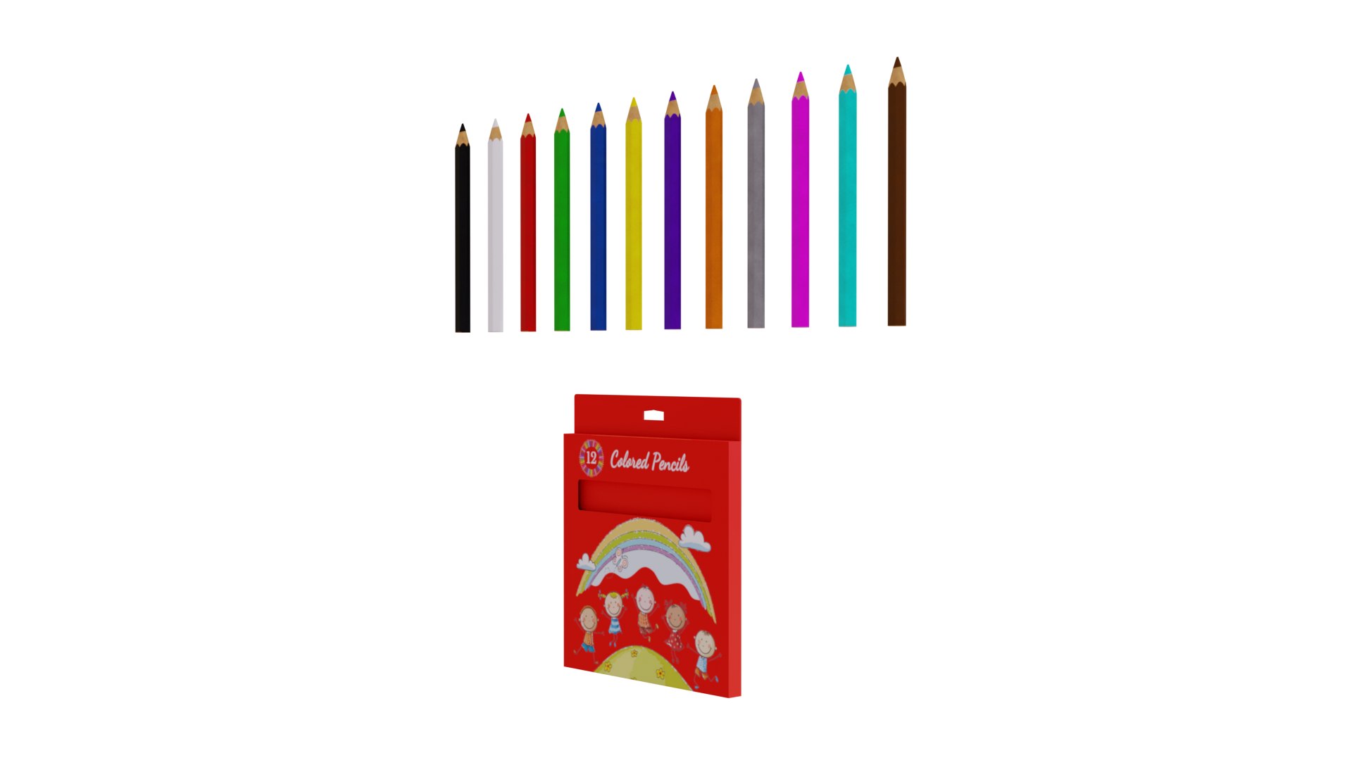 Colored Pencils - Box 3D - TurboSquid 1922646