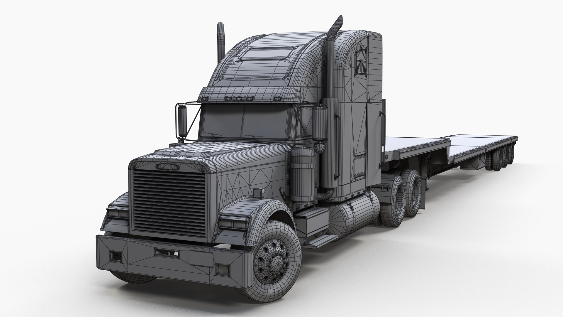 Freightliner Classic XL dropdeck semitrailer 3D model - TurboSquid 2055944