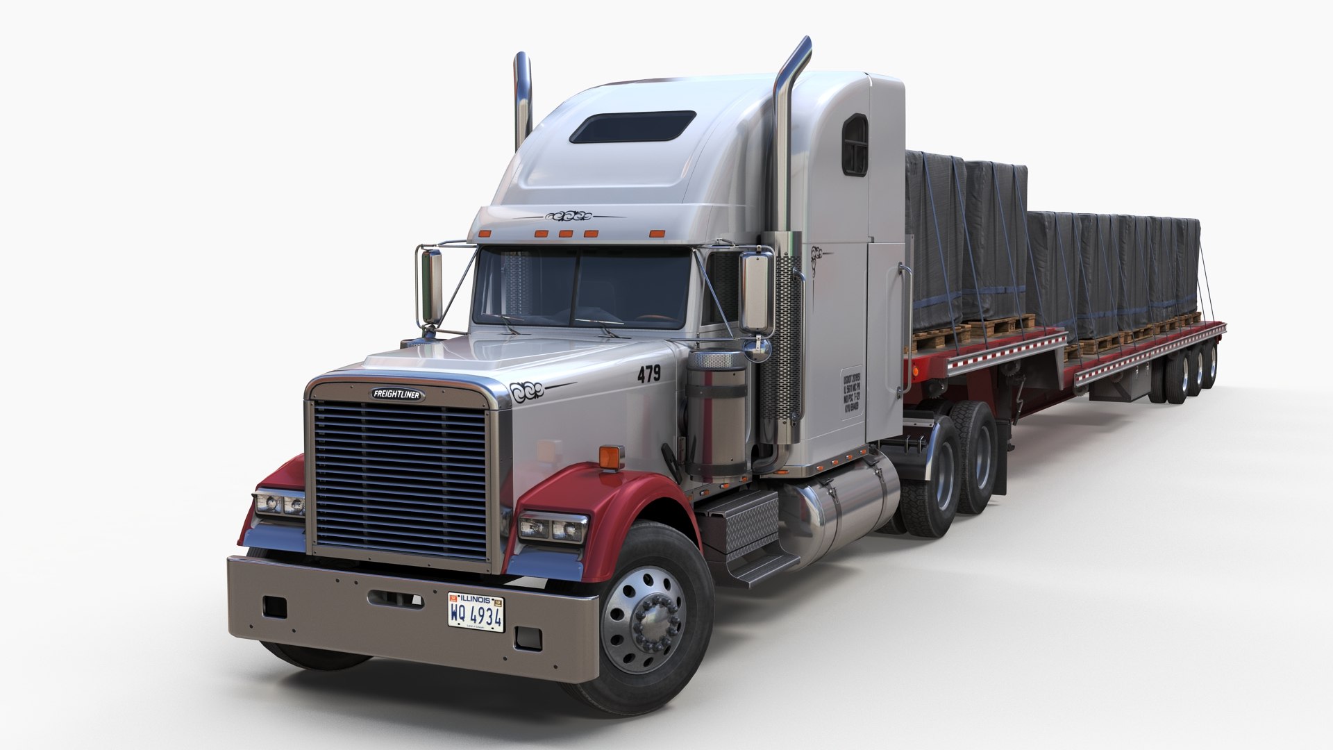 Freightliner Classic XL dropdeck semitrailer 3D model - TurboSquid 2055944