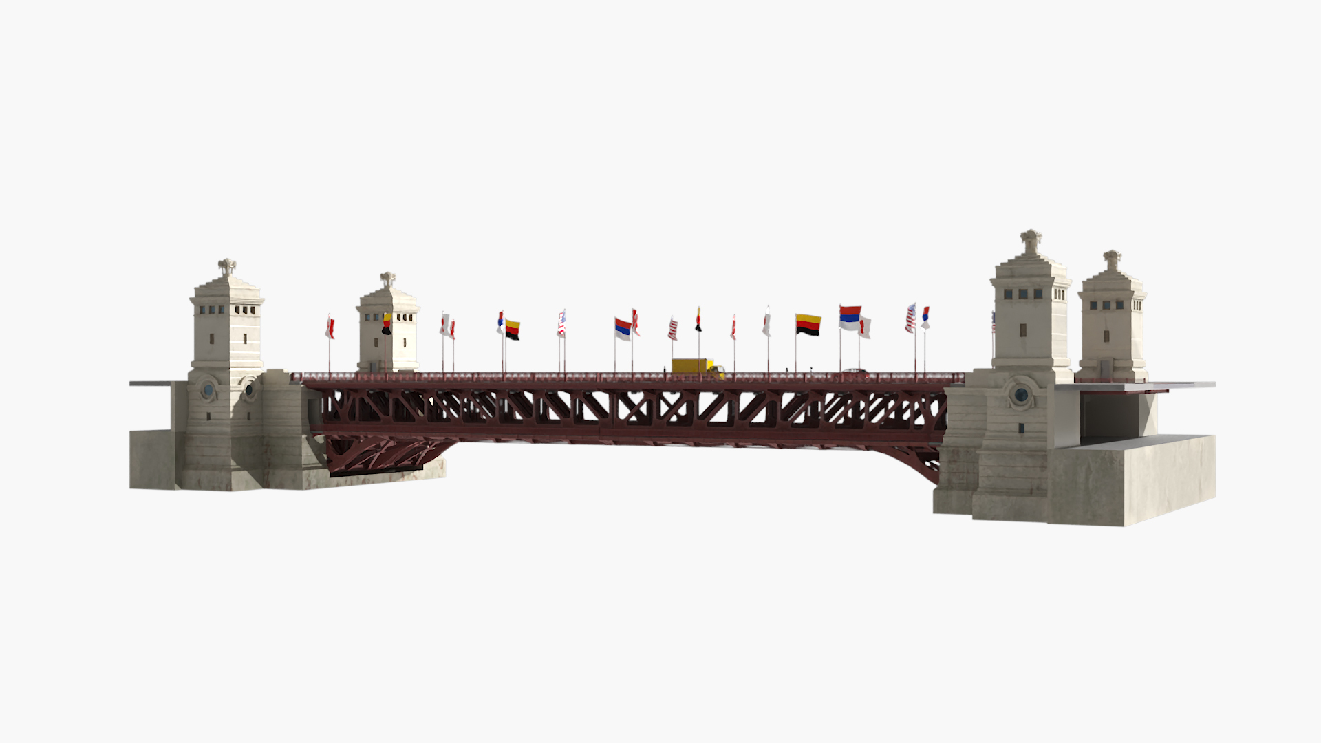 Drawbridge With Cars And People 3D Model - TurboSquid 2302467