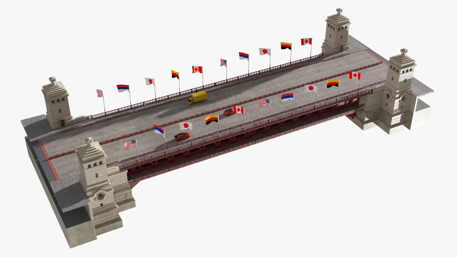 Drawbridge With Cars And People 3D Model - TurboSquid 2302467