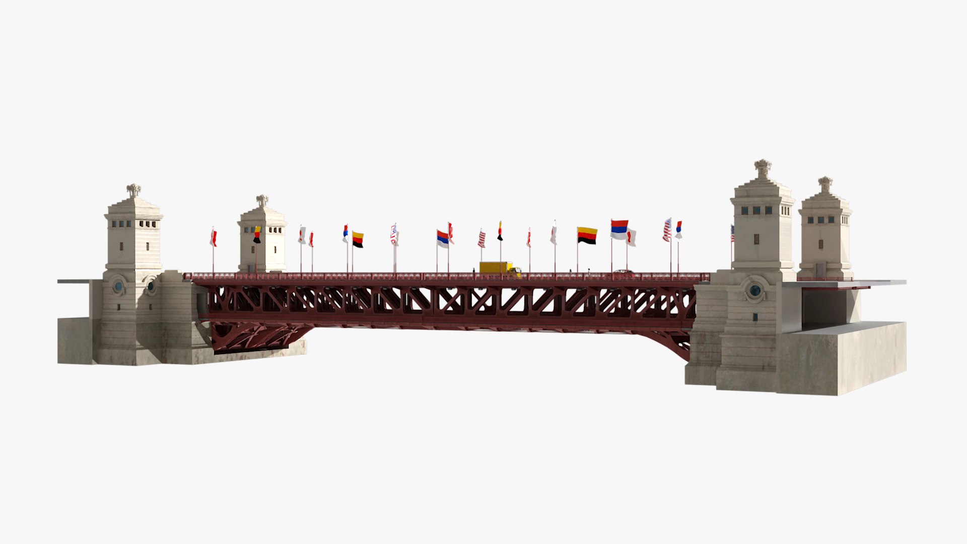 Drawbridge With Cars And People 3D Model - TurboSquid 2302467
