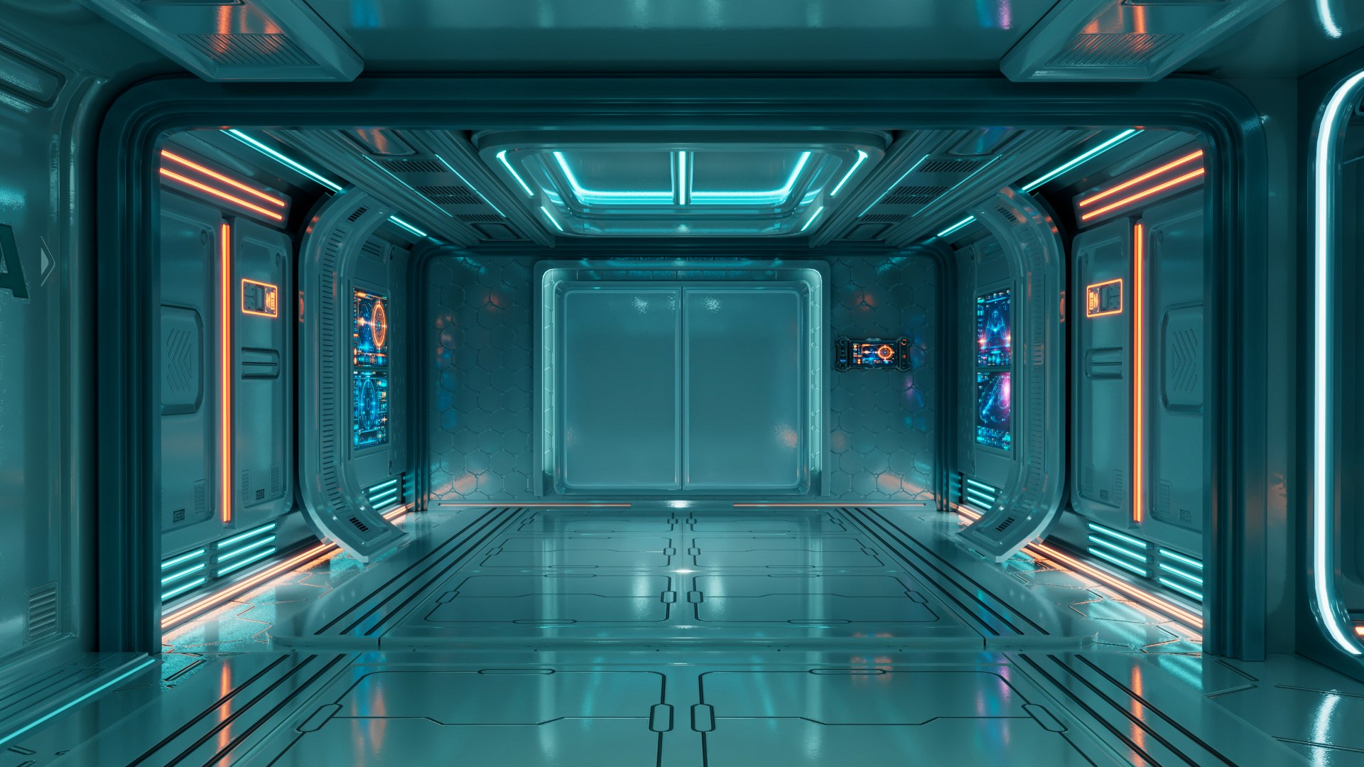 Sci-Fi Corridor Station Interior 3D - TurboSquid 2497303