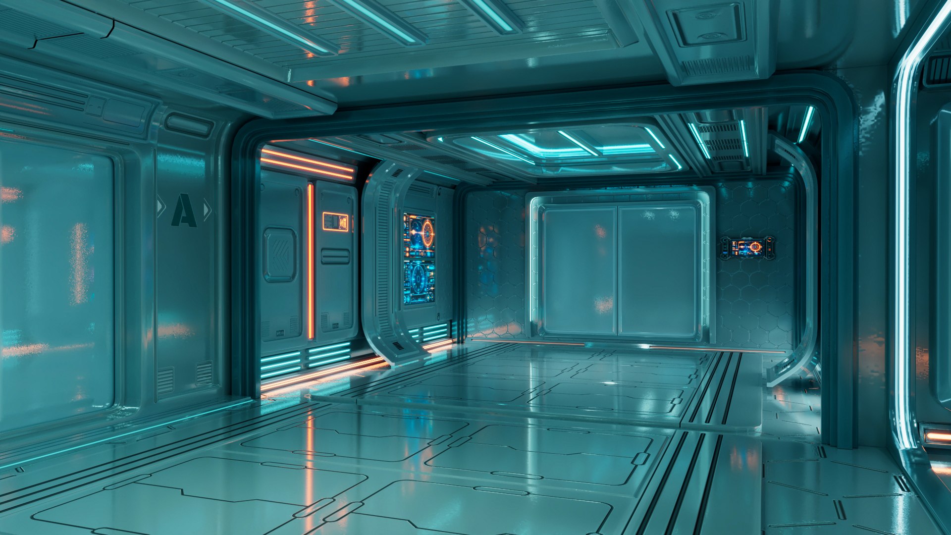 Sci-Fi Corridor Station Interior 3D - TurboSquid 2497303